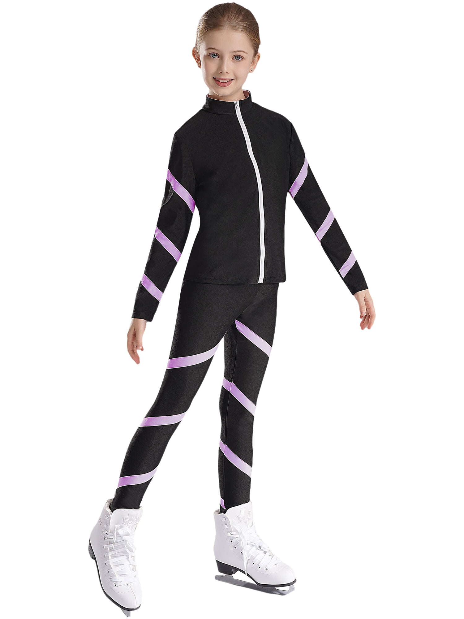 Aislor Kids Figure Ice Skating Outfits Figure Skating Spiral Pants ...