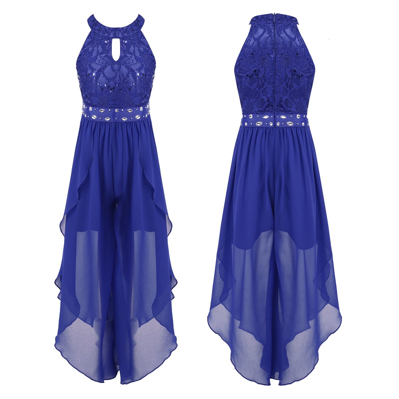 Aislor Kids Flower Girls Halter Neck Evening Dress Lace Prom Maxi Gown ...