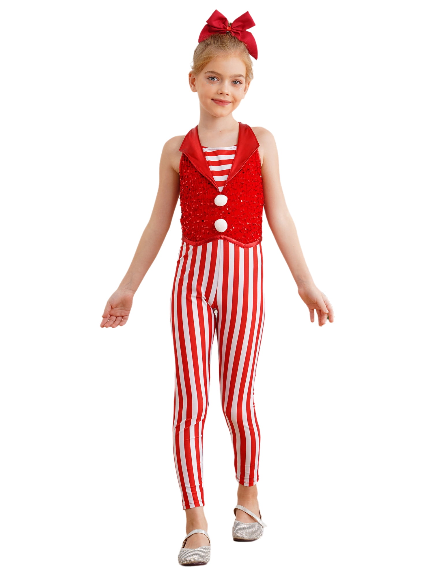 Aislor Kids Girl Candy Cane Sleeveless Tank Unitard Sparkle Sequins ...