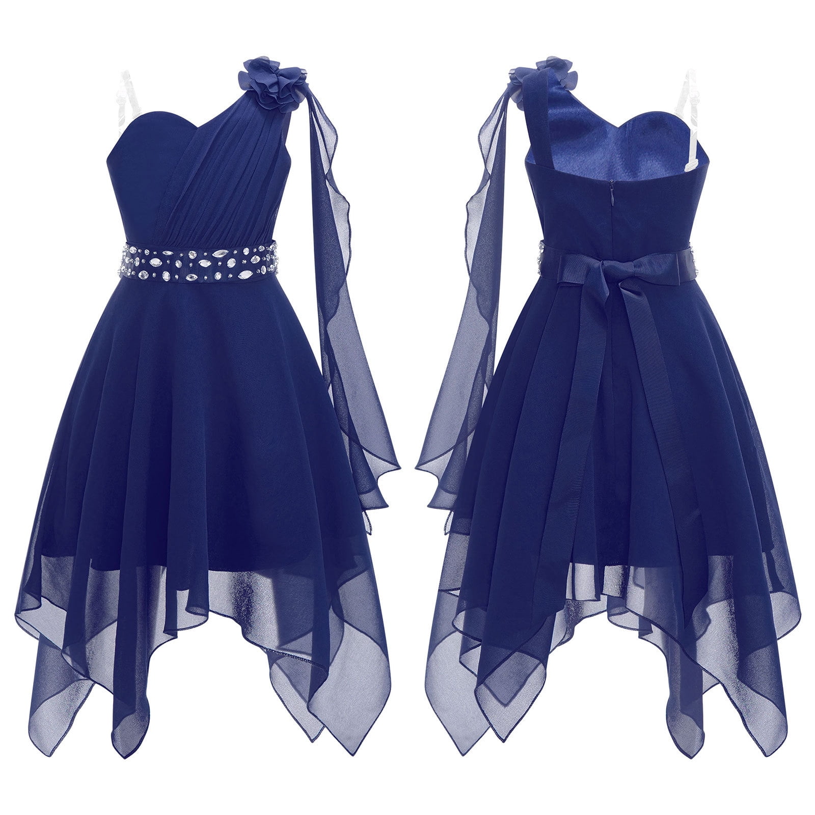 Aislor Kids Girl One Shoulder Wedding Bridesmaid Asymmetrical Fomal ...