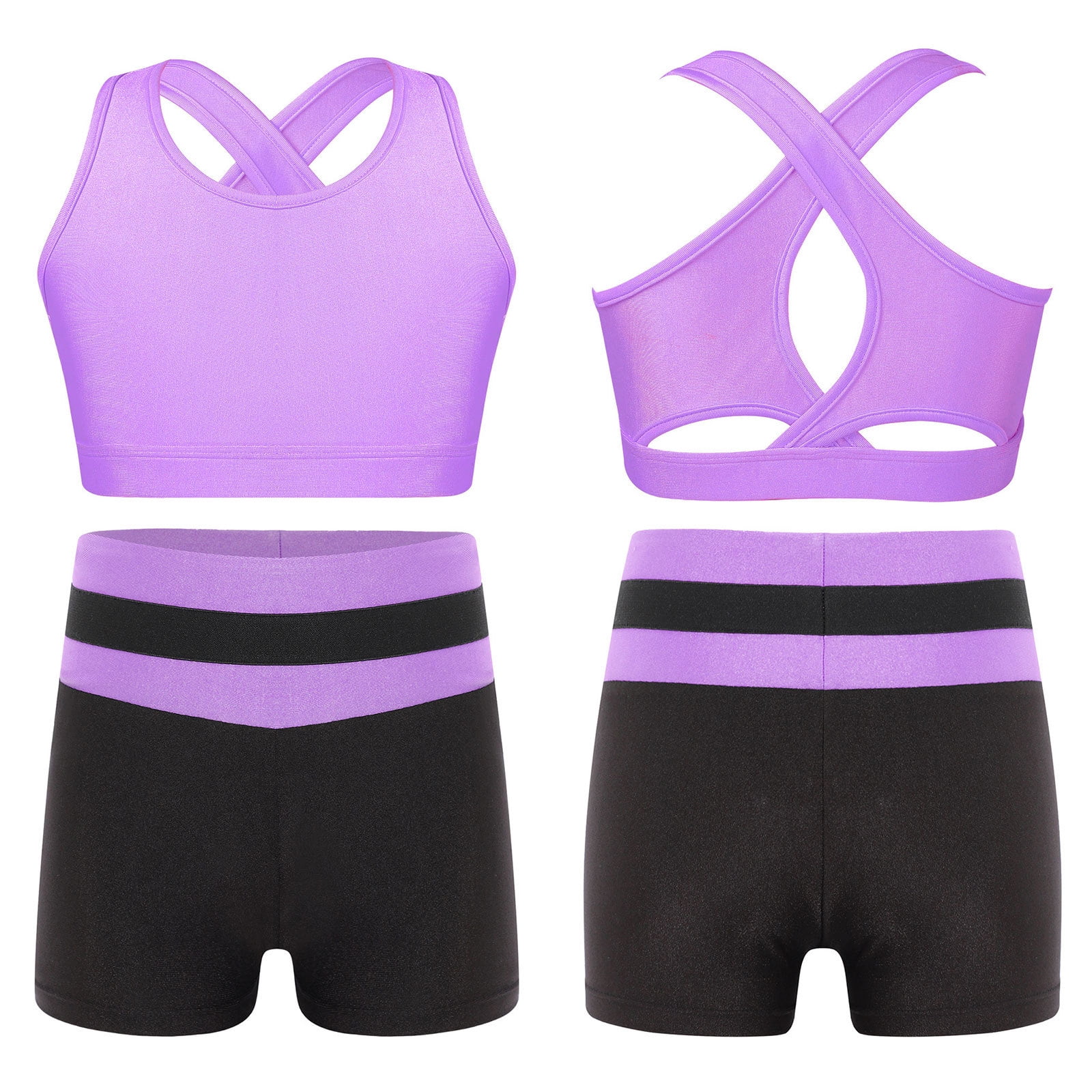 Aislor Kids Girls 2 Piece Sleeveless Sports Crop Top and Booty Shorts ...