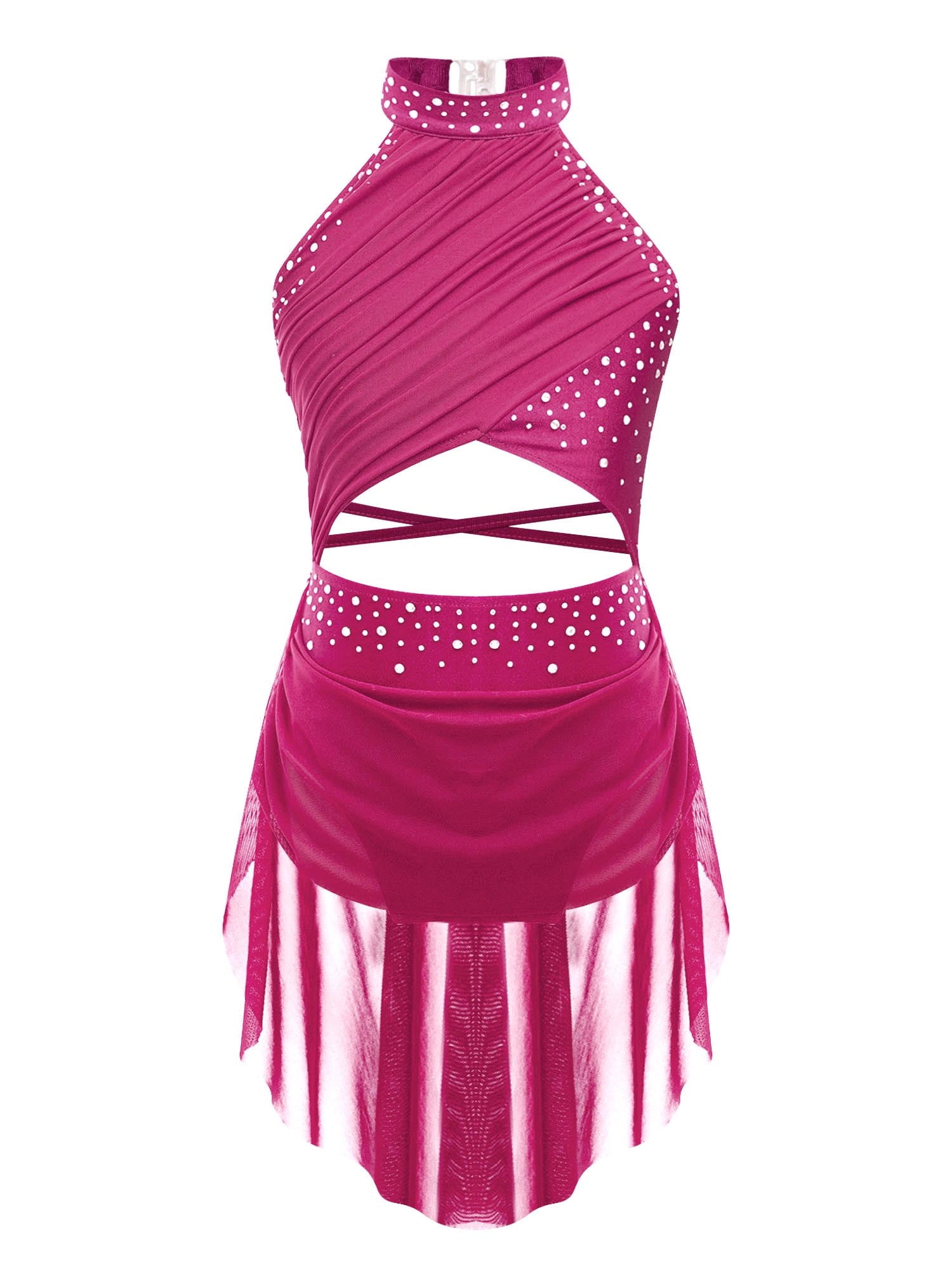Aislor Kids Girls Ballet Lyrical Sleeveless Rhinestone Figure Ice ...