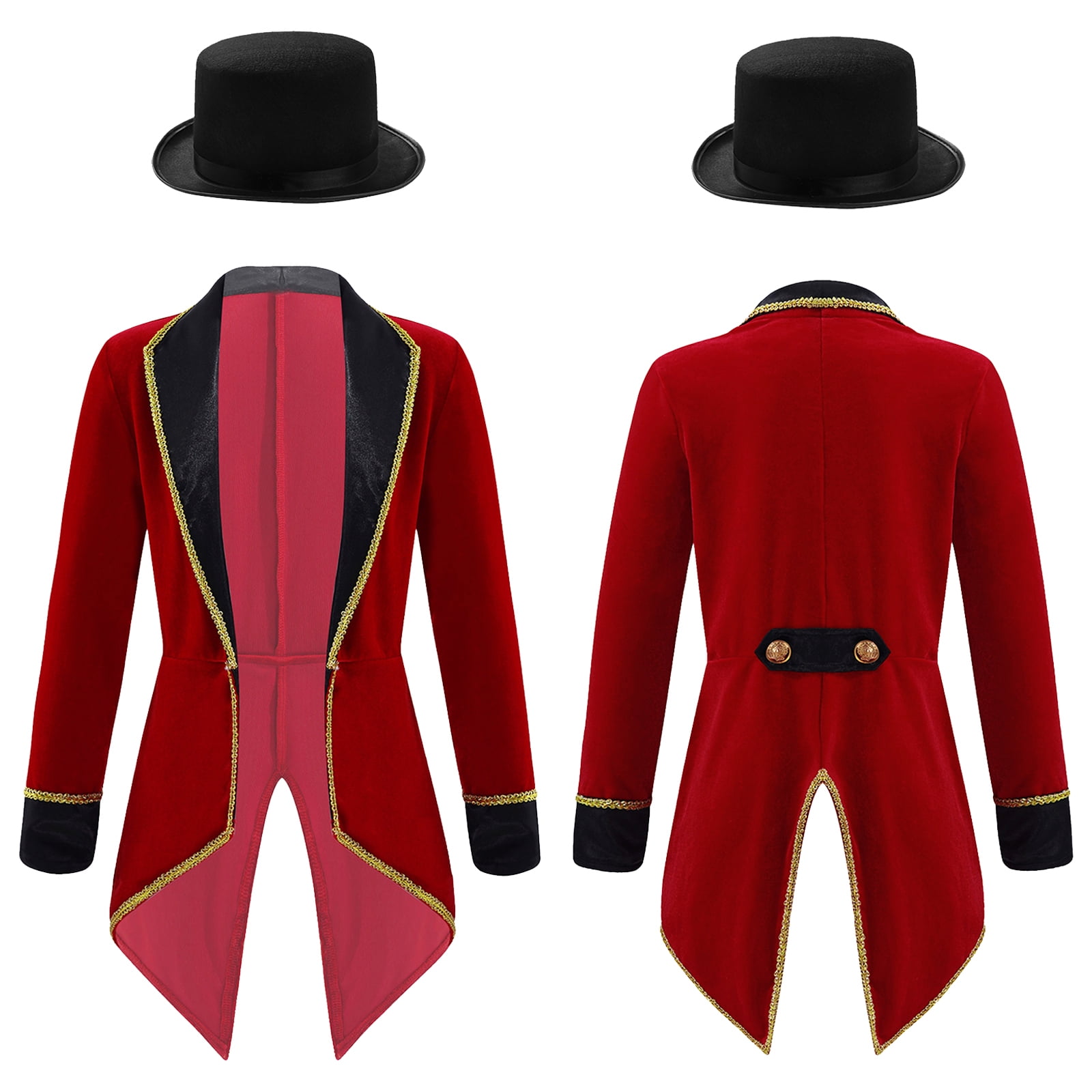 Aislor Kids Girls Boys Circus Ringmaster Costume Long Sleeve Lapel Tailcoat Jacket Halloween ...