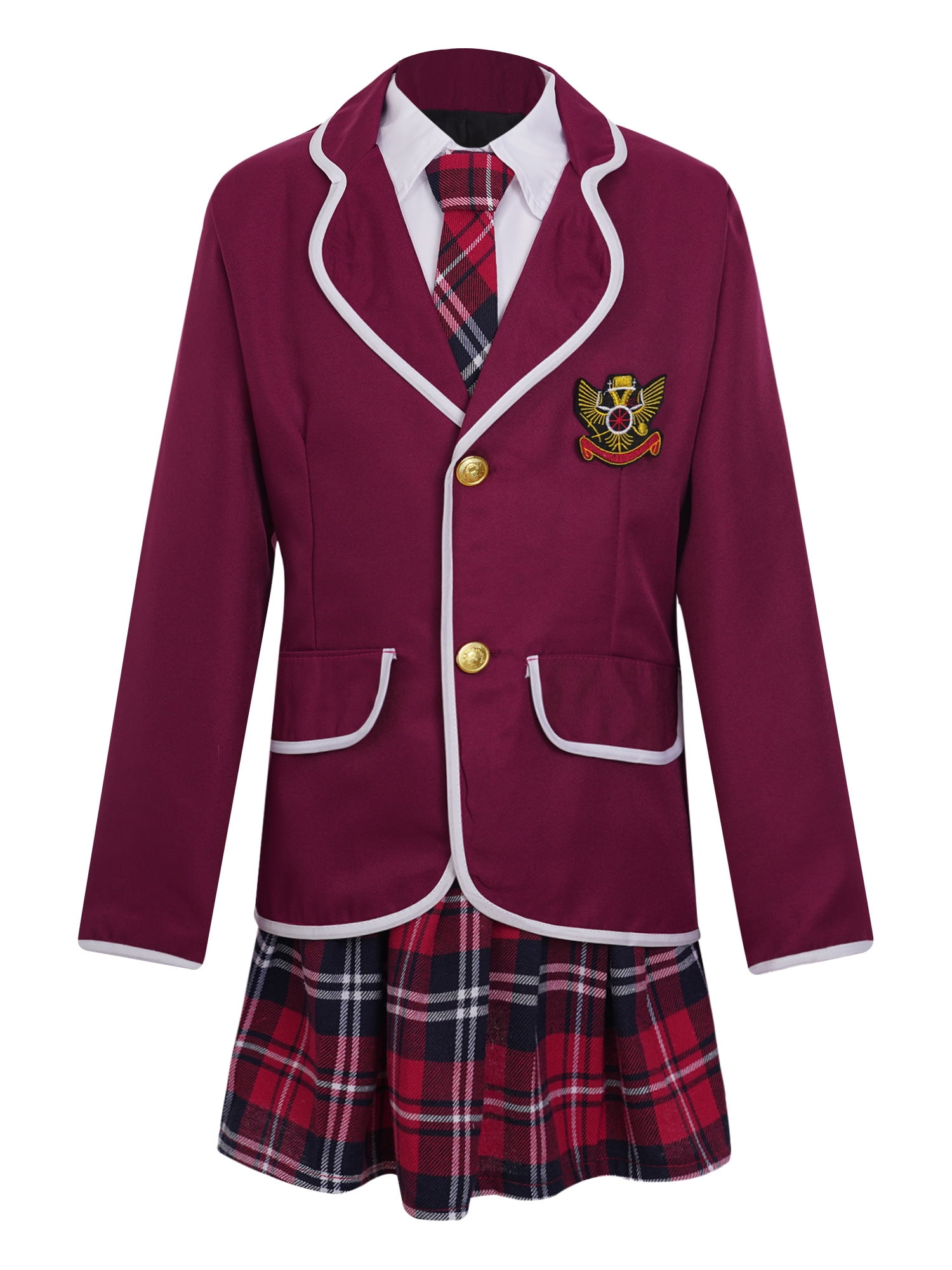 Aislor Kids Girls British Style School Uniform Anime Costume Long ...