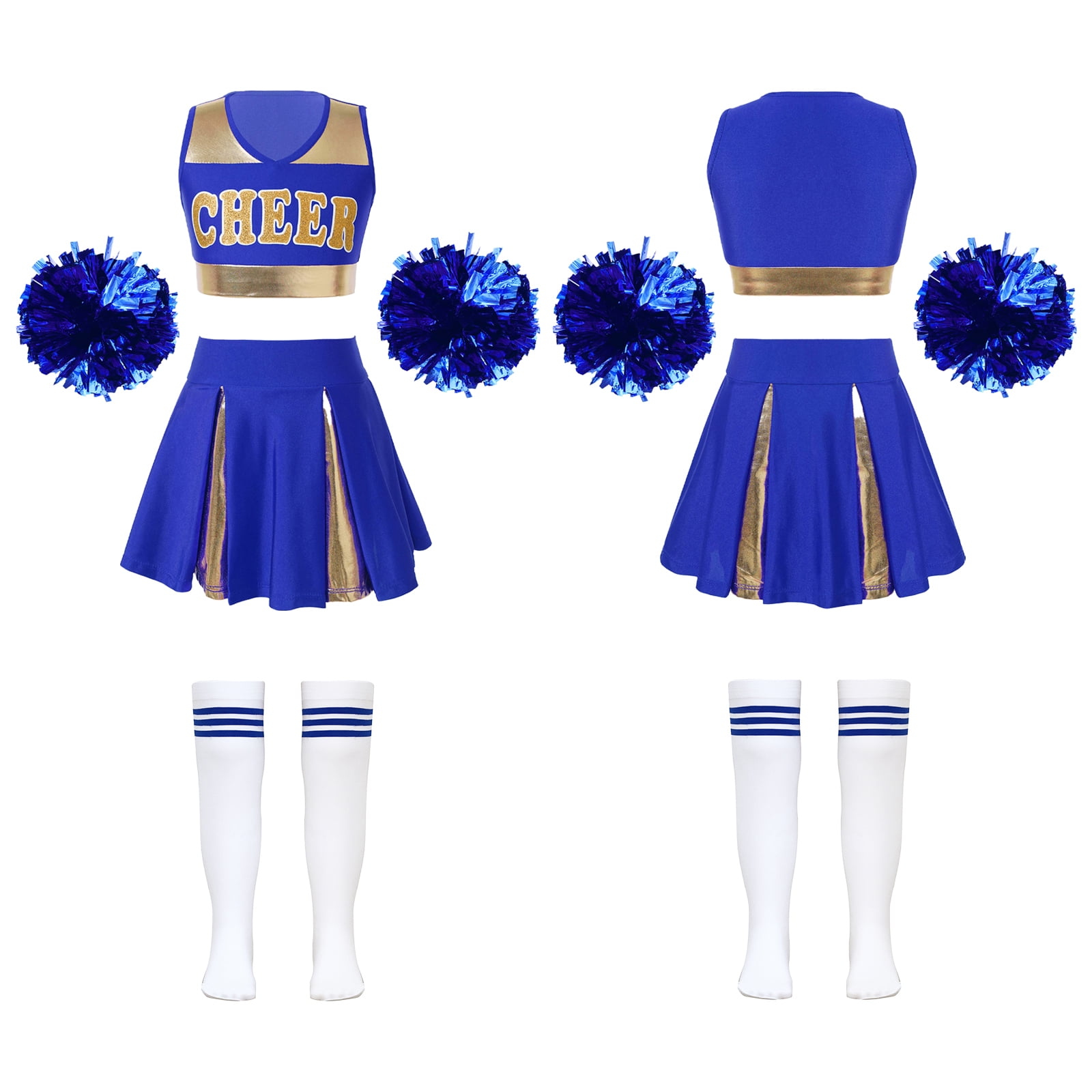 Aislor Kids Girls Cheer Leader Costume Cheering Uniform Carnival Fancy ...