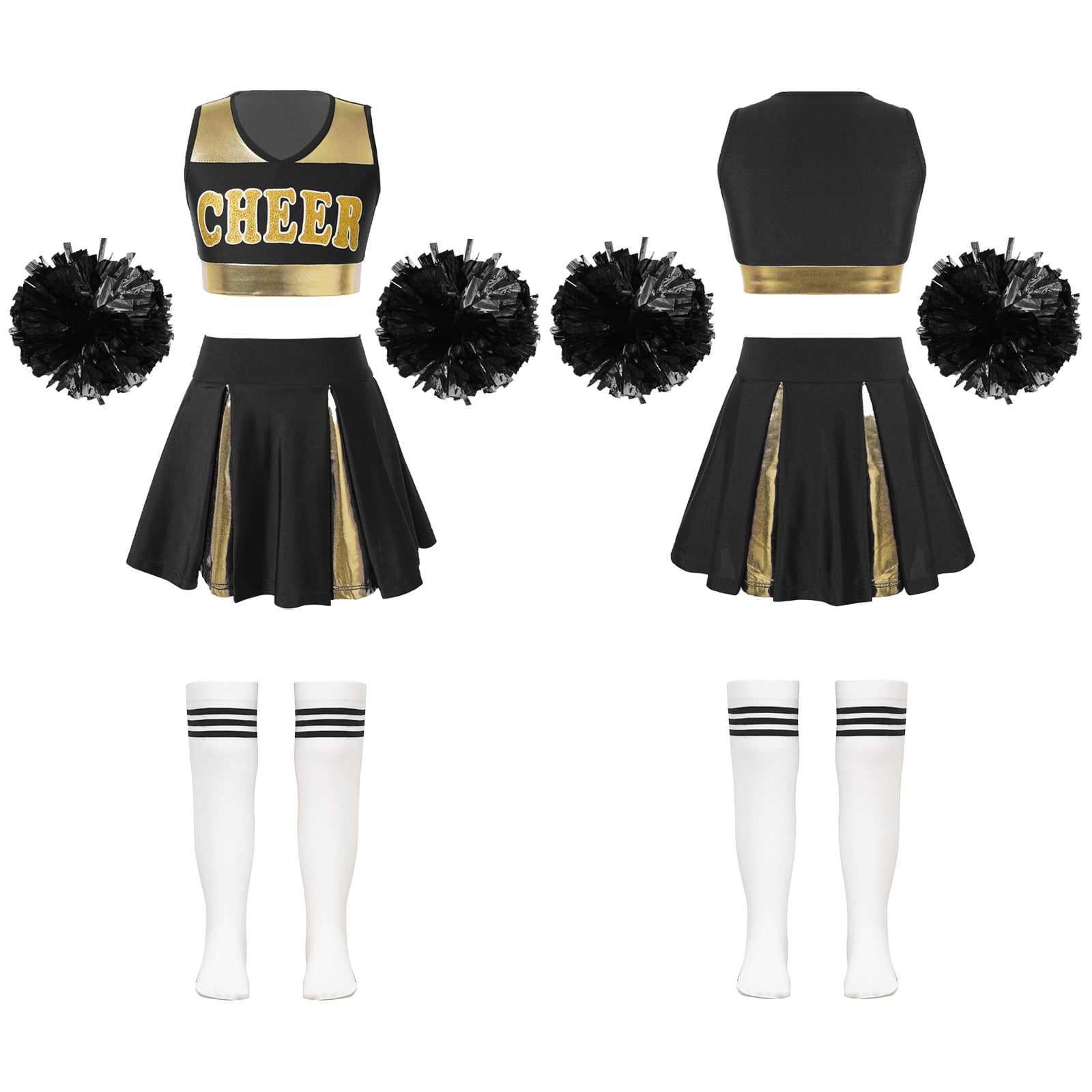 Aislor Kids Girls Cheer Leader Costume Cheering Uniform Carnival Fancy ...