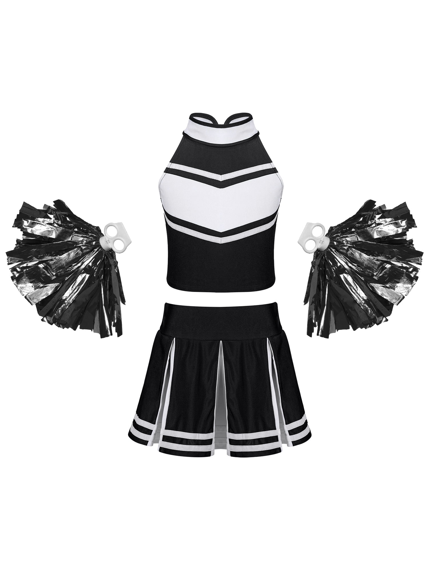 Aislor Kids Girls Cheer Leader Costume School Uniform Crop Top Pleated ...