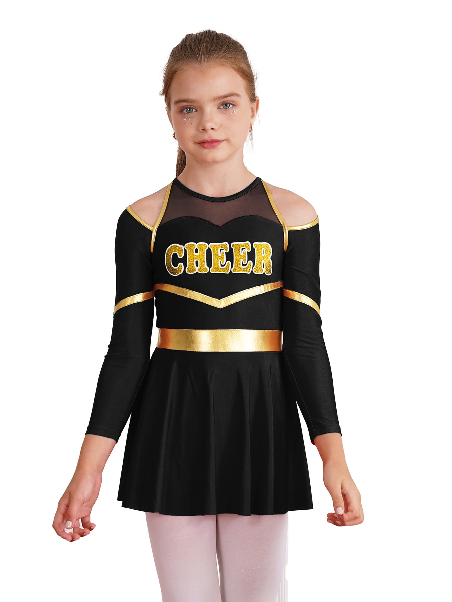 Aislor Kids Girls Cheer Leader Uniform Long Sleeve Cheerleading Dance ...