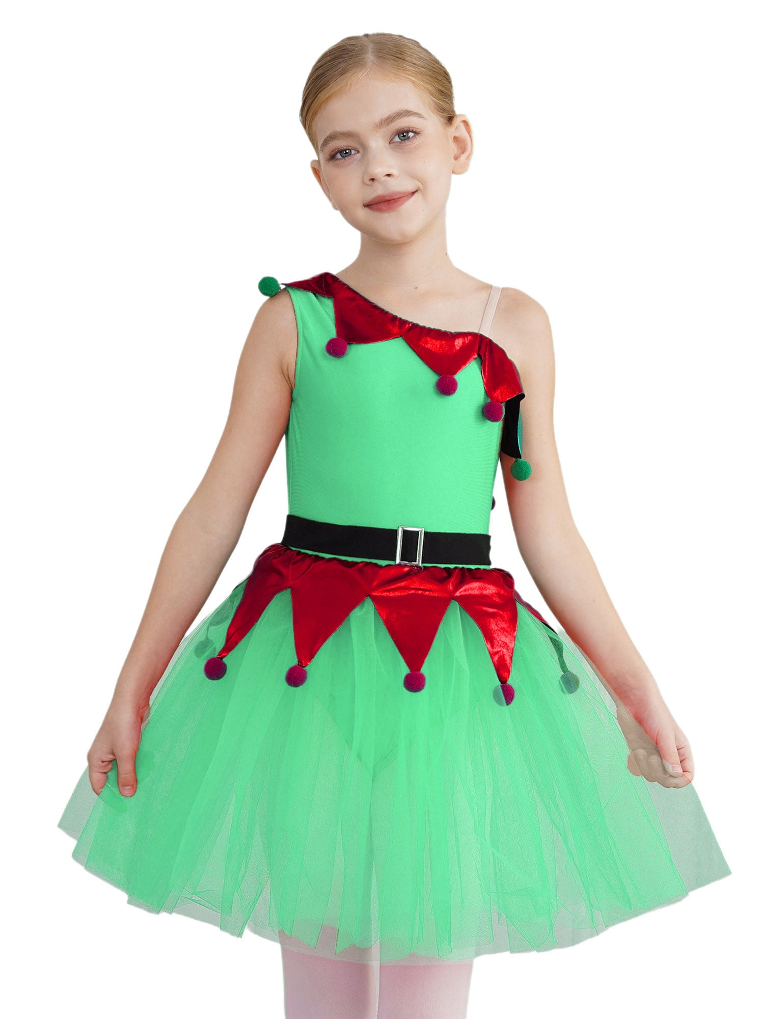 Aislor Kids Girls Christmas Dance Dress Elf Santa Costume Figure Ice ...