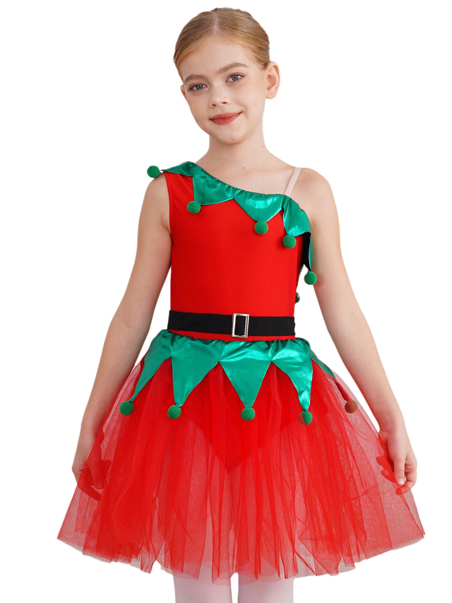 Aislor Kids Girls Christmas Dance Dress Elf Santa Costume Figure Ice ...