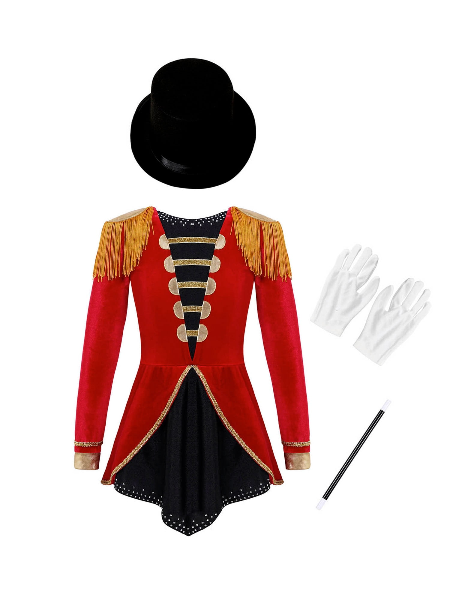 Aislor Kids Girls Circus Ringmaster Costume Long Sleeve Lion Tamer ...