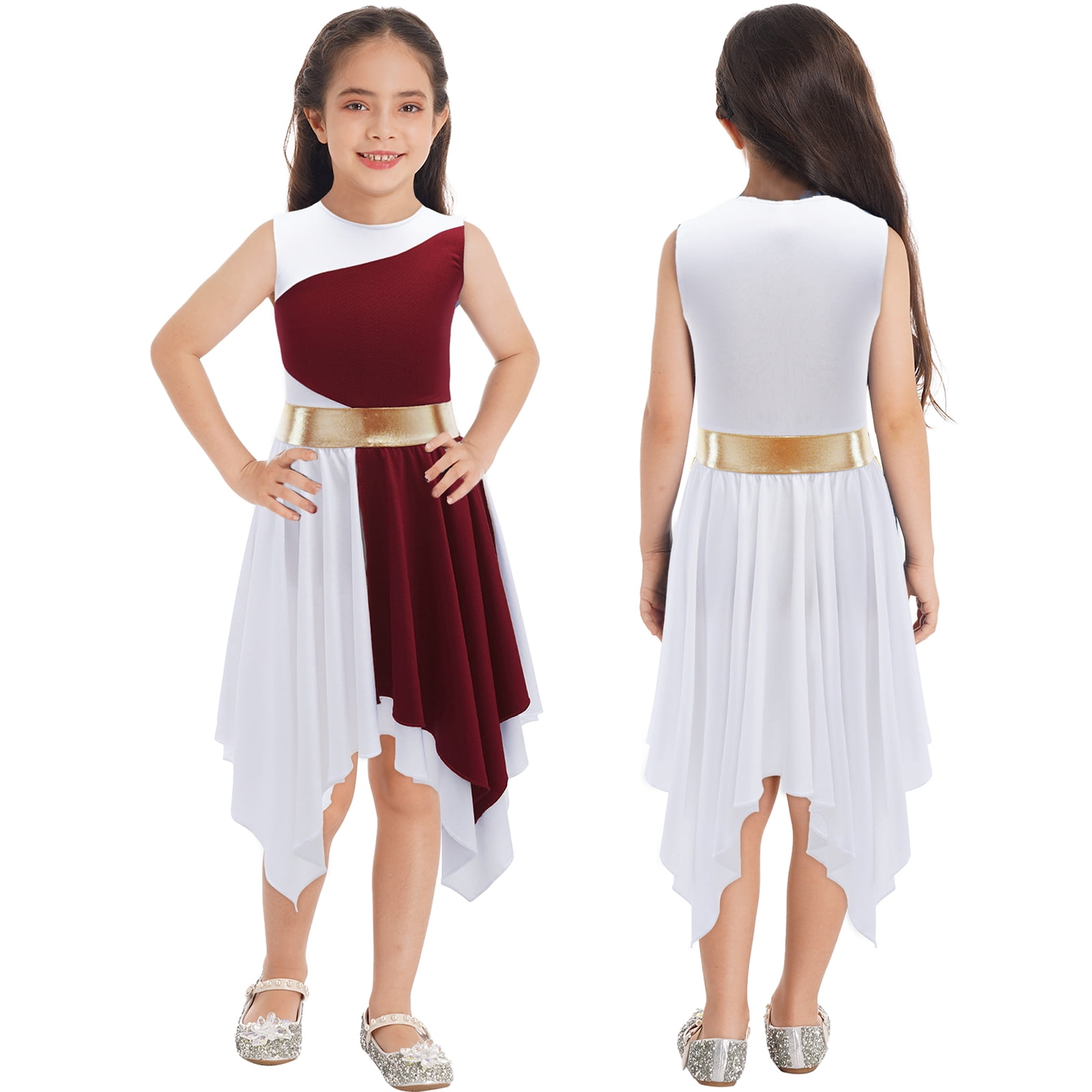 Aislor Kids Girls Color Block Asymmetrical Lyrical Contemporary Dance ...
