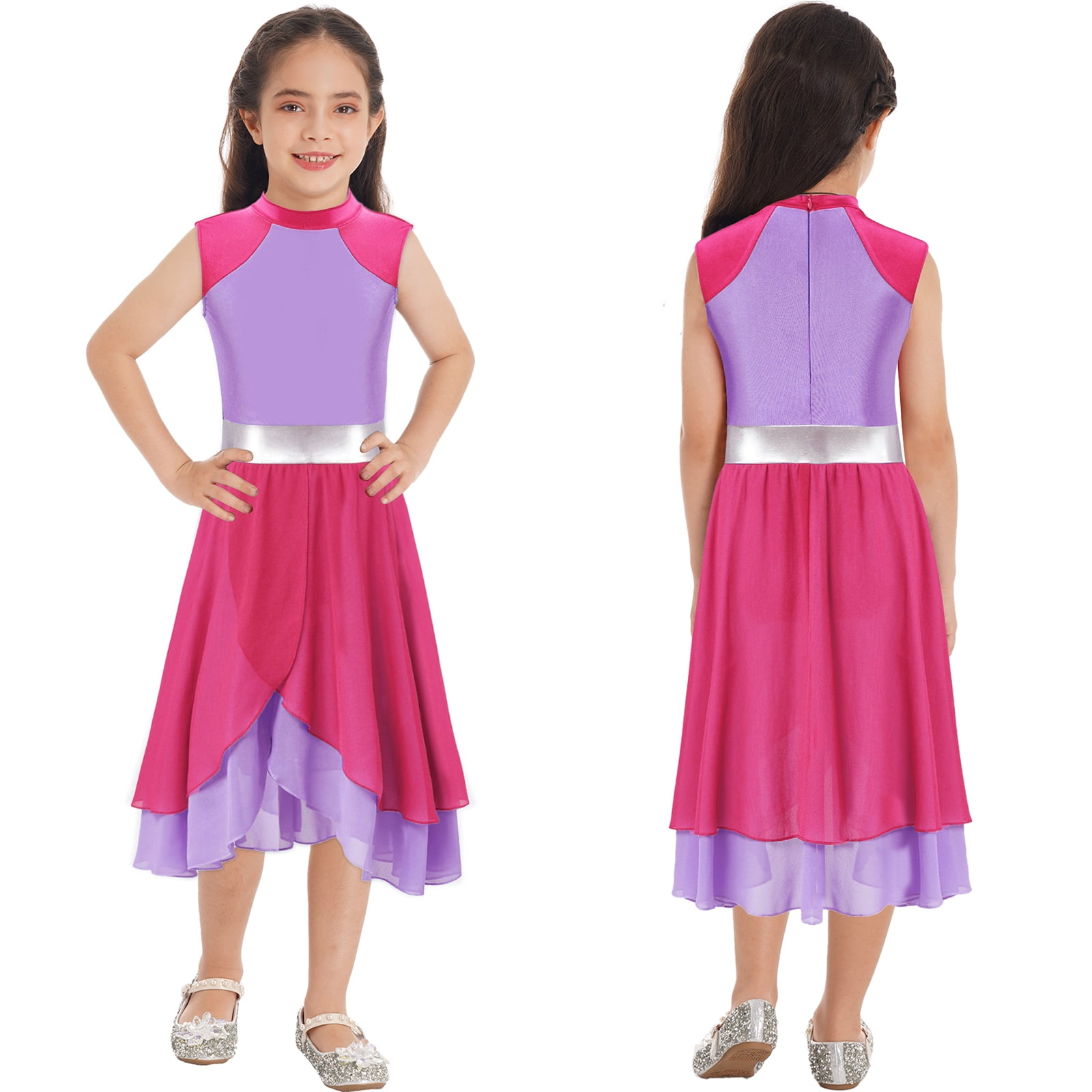Aislor Kids Girls Color Patchwork Lyrical Praise Dance Dress Liturgical ...