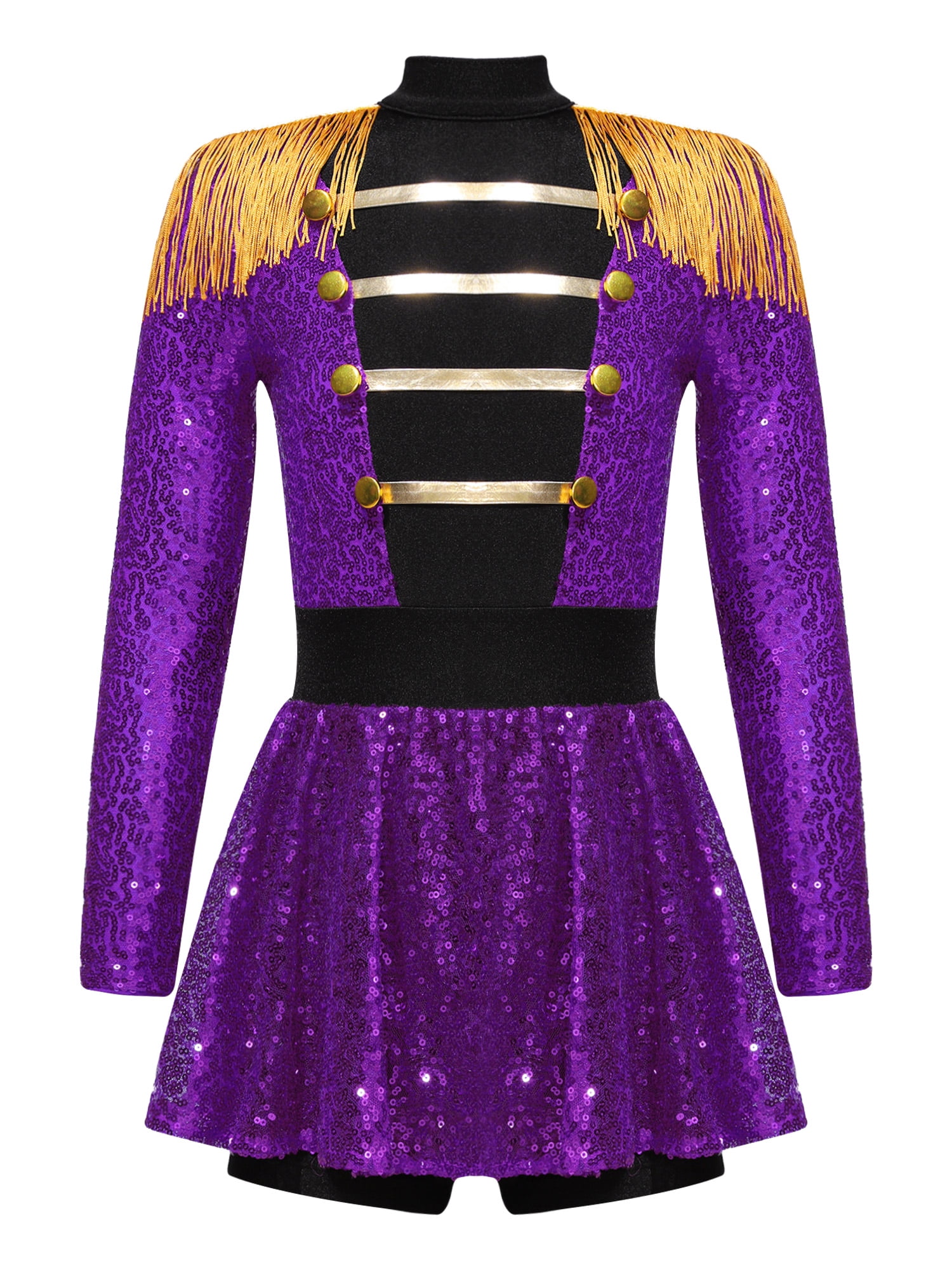 Aislor Kids Girls Drummer Costume Sequins Tassel Dance Leotard Dress ...
