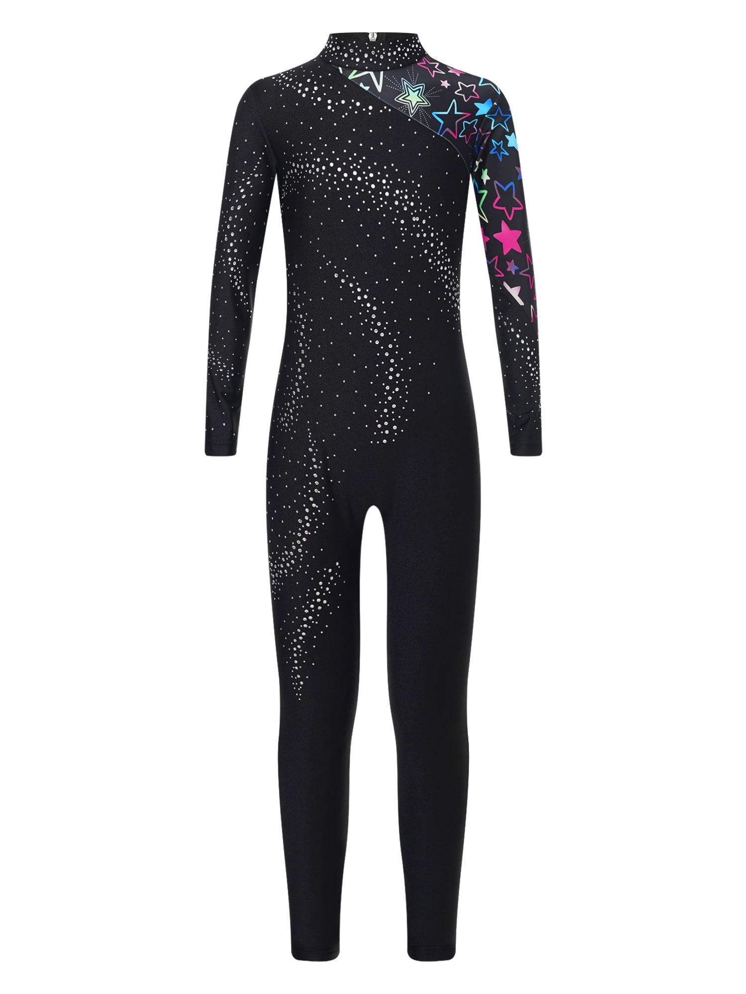 Aislor Kids Girls Full Body Unitard Sparkly Long Sleeve Ballet Leotard ...