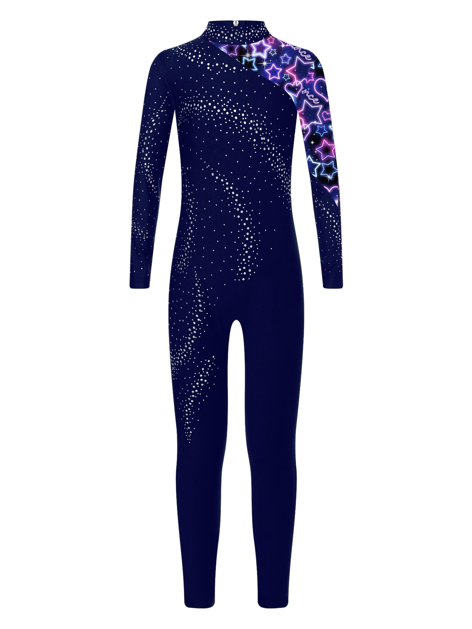Aislor Kids Girls Full Body Unitard Sparkly Long Sleeve Ballet Leotard ...