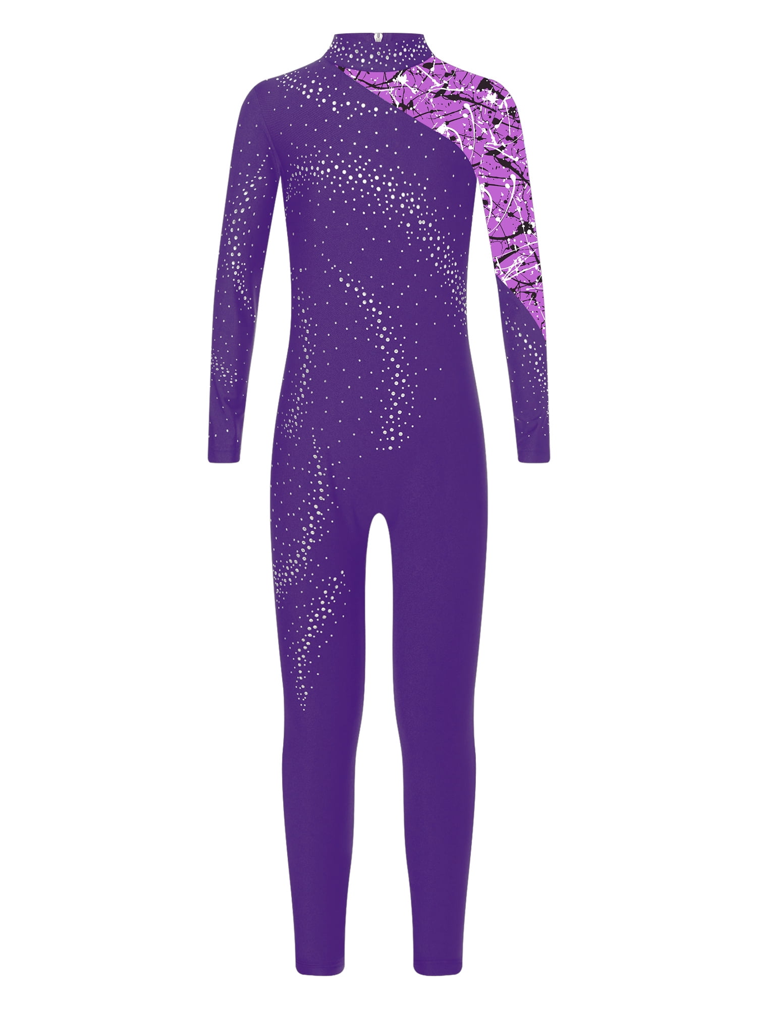 Aislor Kids Girls Full Body Unitard Sparkly Long Sleeve Ballet Leotard ...