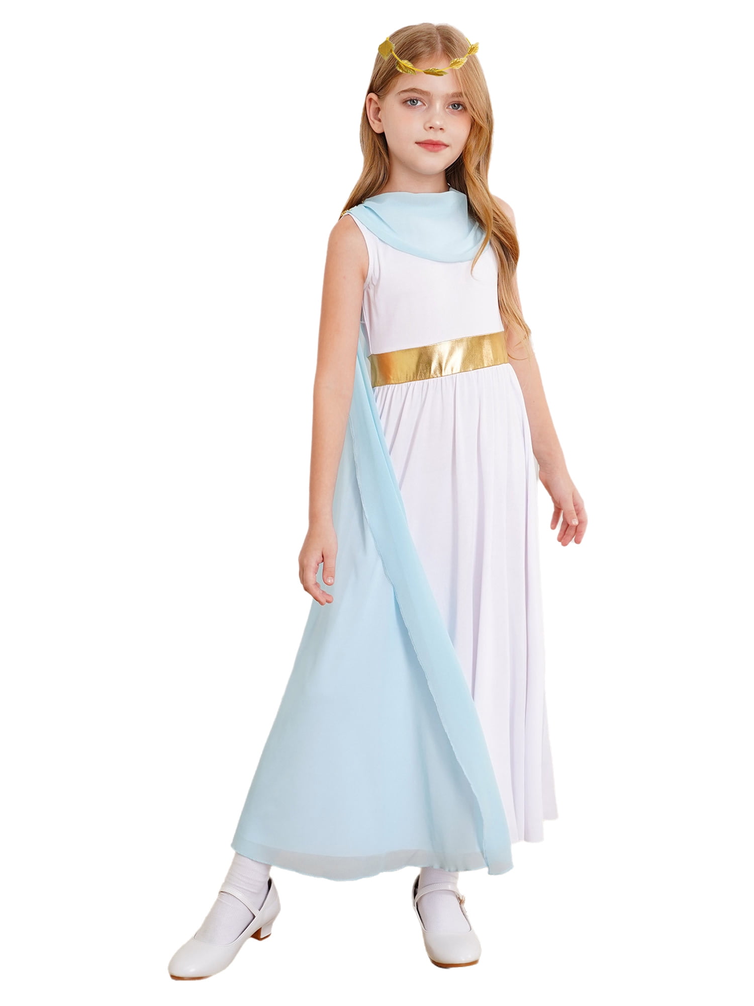 Aislor Kids Girls Greek Princess Costume Roman Empress Sleeveless Toga ...