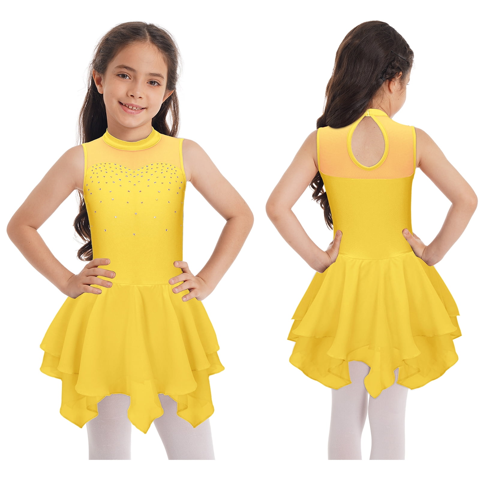 Aislor Kids Girls Hollow Back Figure Skating Gymnastics Leotard Ballet ...