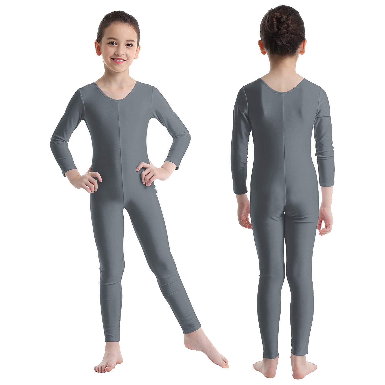 Aislor Kids Girls Long Sleeve Bodysuit Full Body Unitard Ballet Dance ...