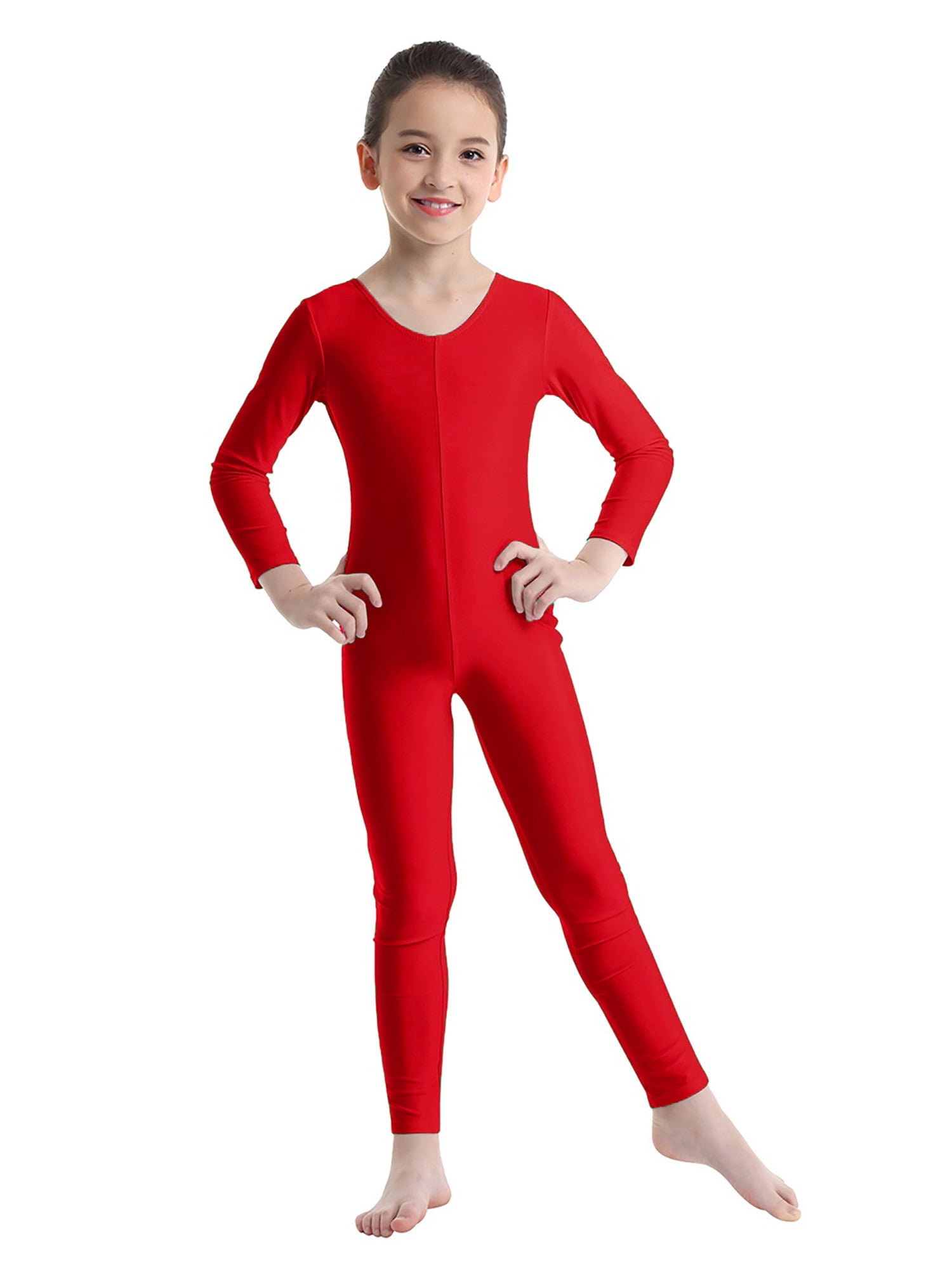 Aislor Kids Girls Long Sleeve Bodysuit Full Body Unitard Ballet Dance ...