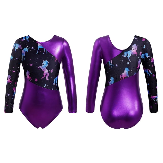 Aislor Kids Girls Long Sleeves Ballet Dance Leotards Bodysuits Unitards ...