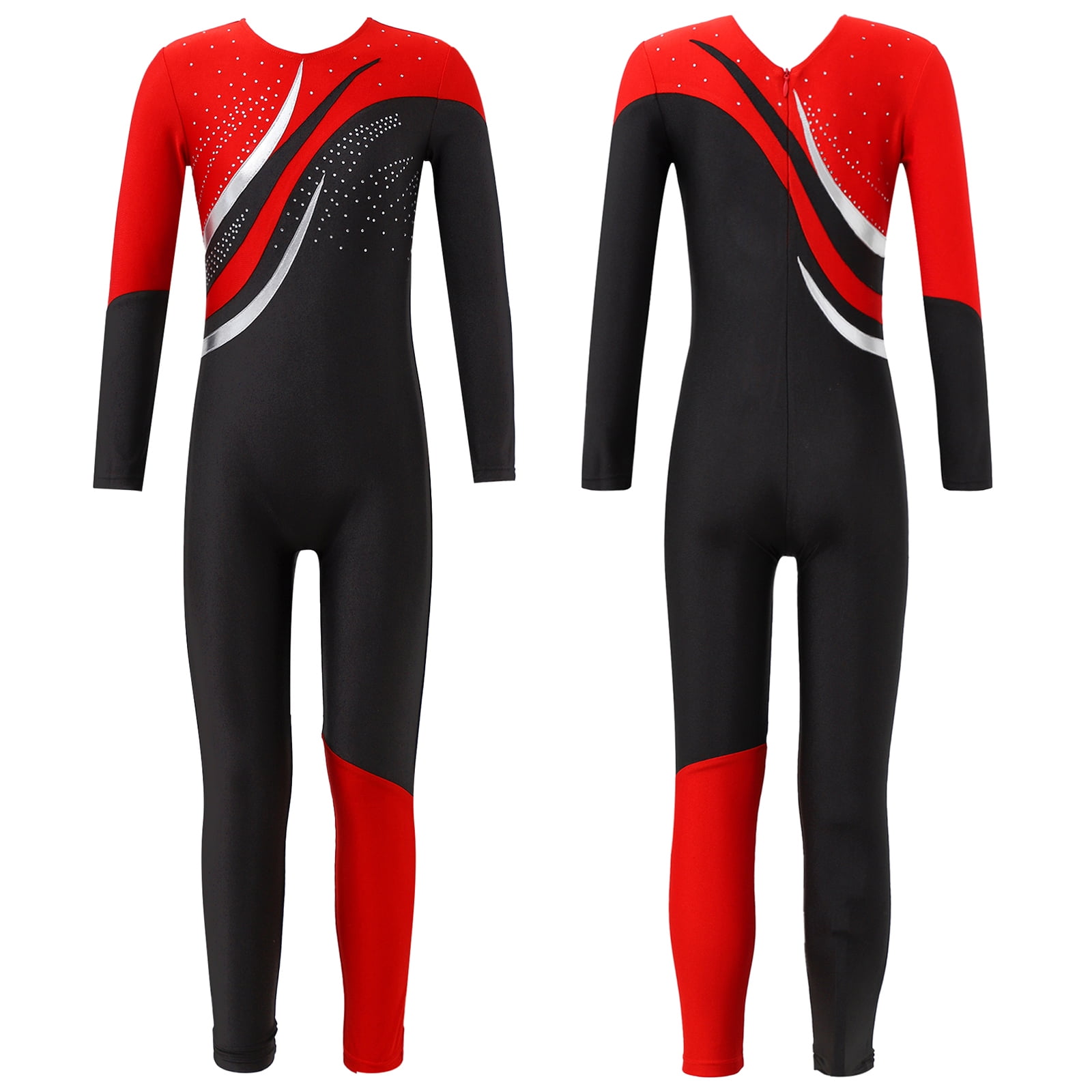 Aislor Kids Girls Long Sleeves Gymnastics Exercise Leotard Unitard ...