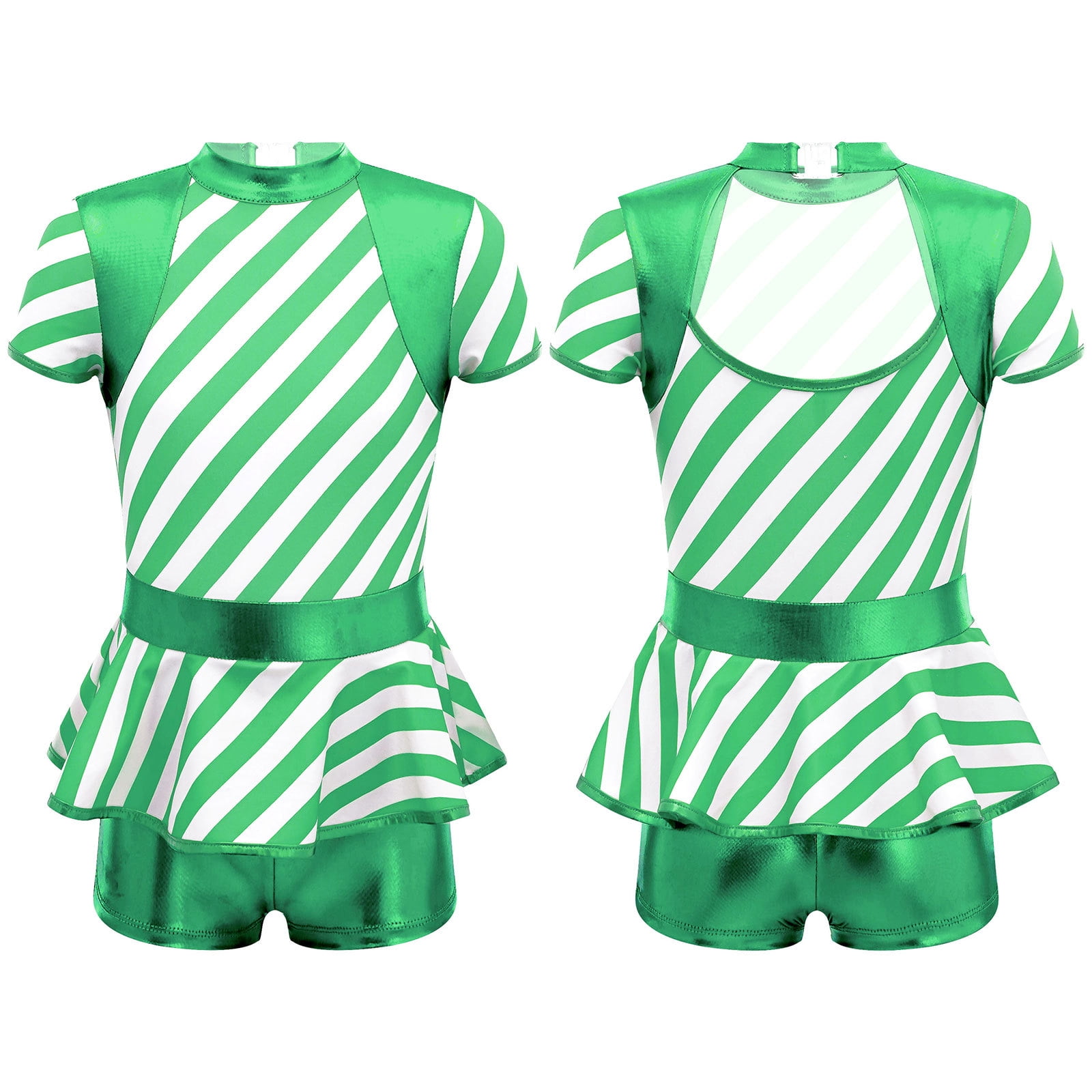 Aislor Kids Girls' One Piece Striped Leotard Christmas Santa Elf Rave ...