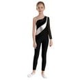 Aislor Kids Girls One Shoulder Contrast Color Full Body Dance Unitard ...
