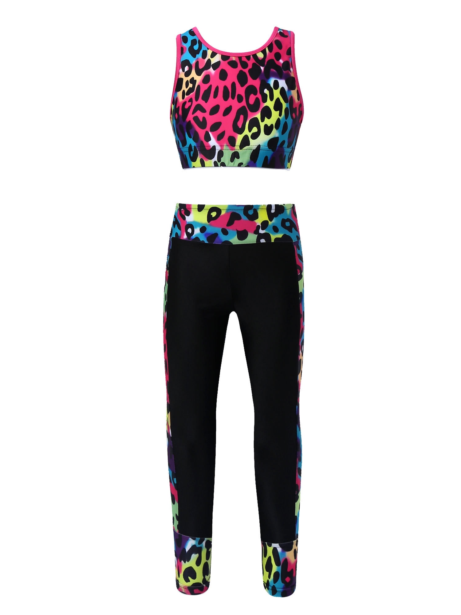 Aislor Kids Girls Printed Crop Tops and Full Length Pants Athletic ...