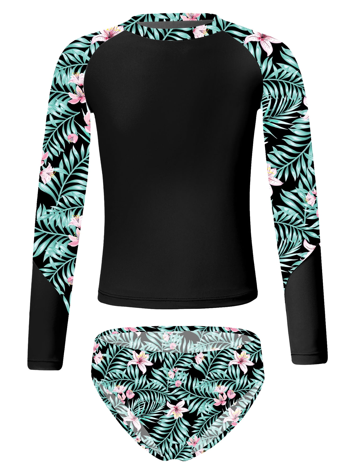 Aislor Kids Girls Rash Guard Swimsuit Long Sleeve Tankini Bathing Suit ...