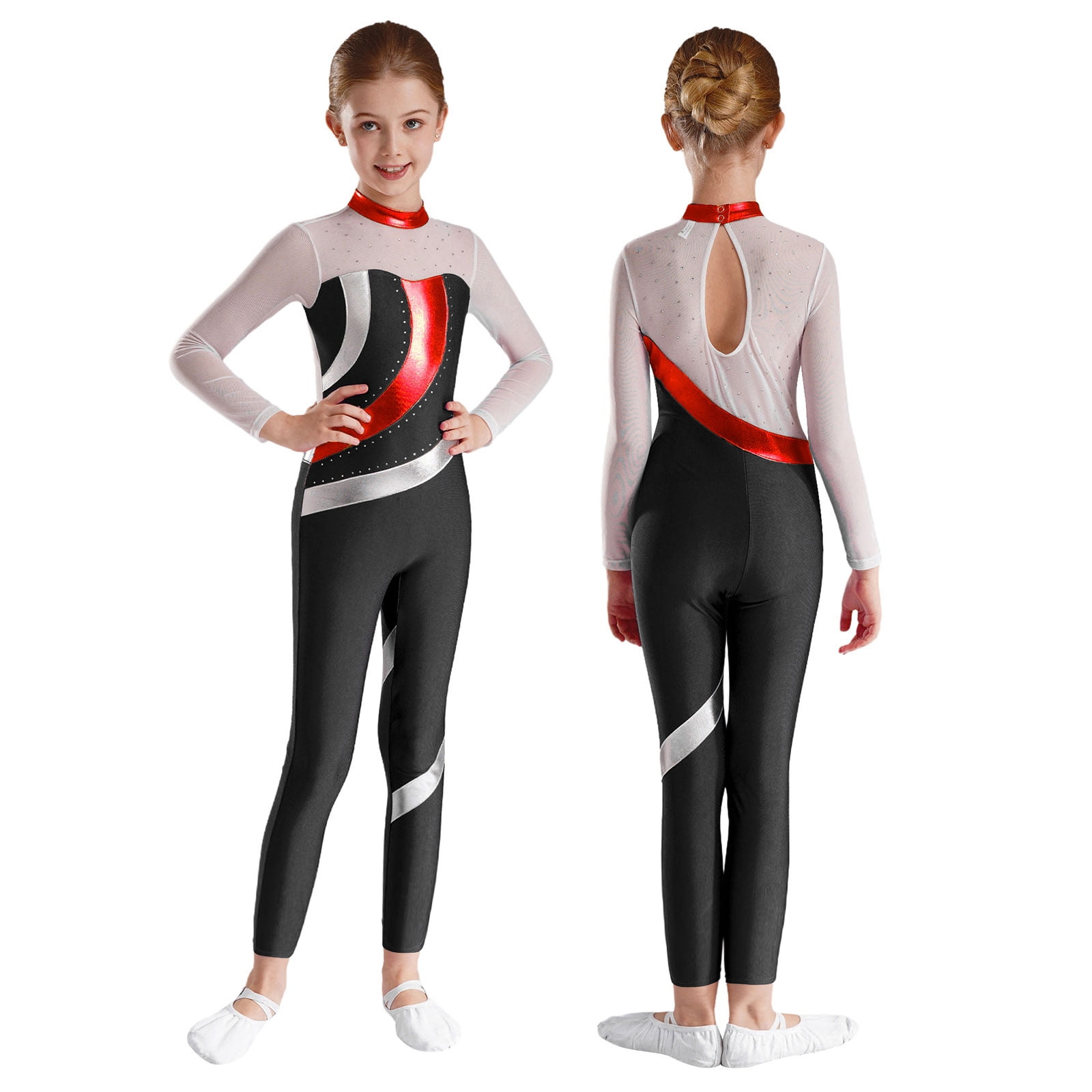 Aislor Kids Girls Rhythmic Gymnastics Unitard Full Length Dance ...