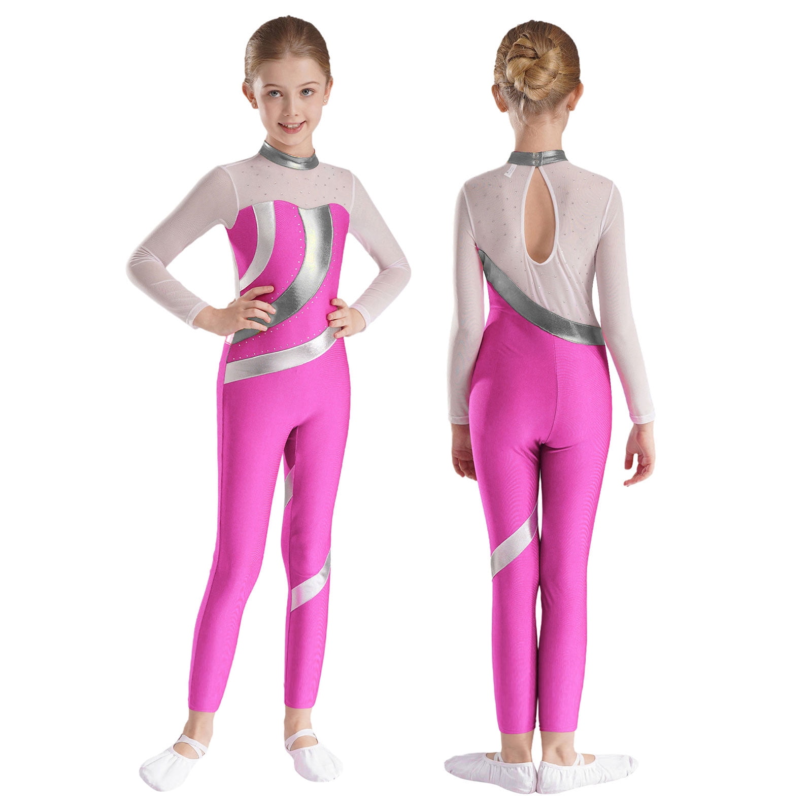 Aislor Kids Girls Rhythmic Gymnastics Unitard Full Length Dance ...