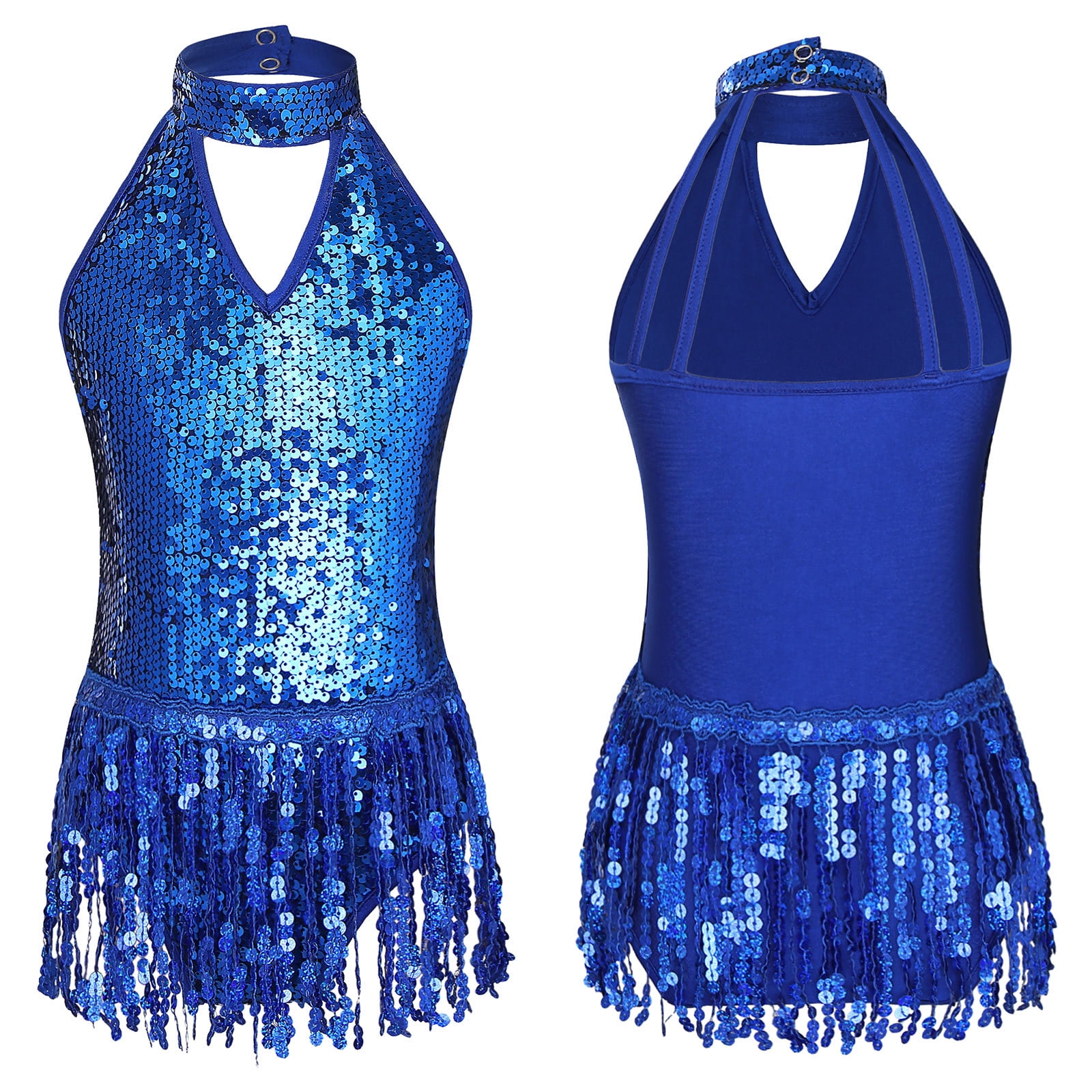 Aislor Kids Girls Sequin Tassel Latin Dance Dress Ballet Tutu Leotard ...