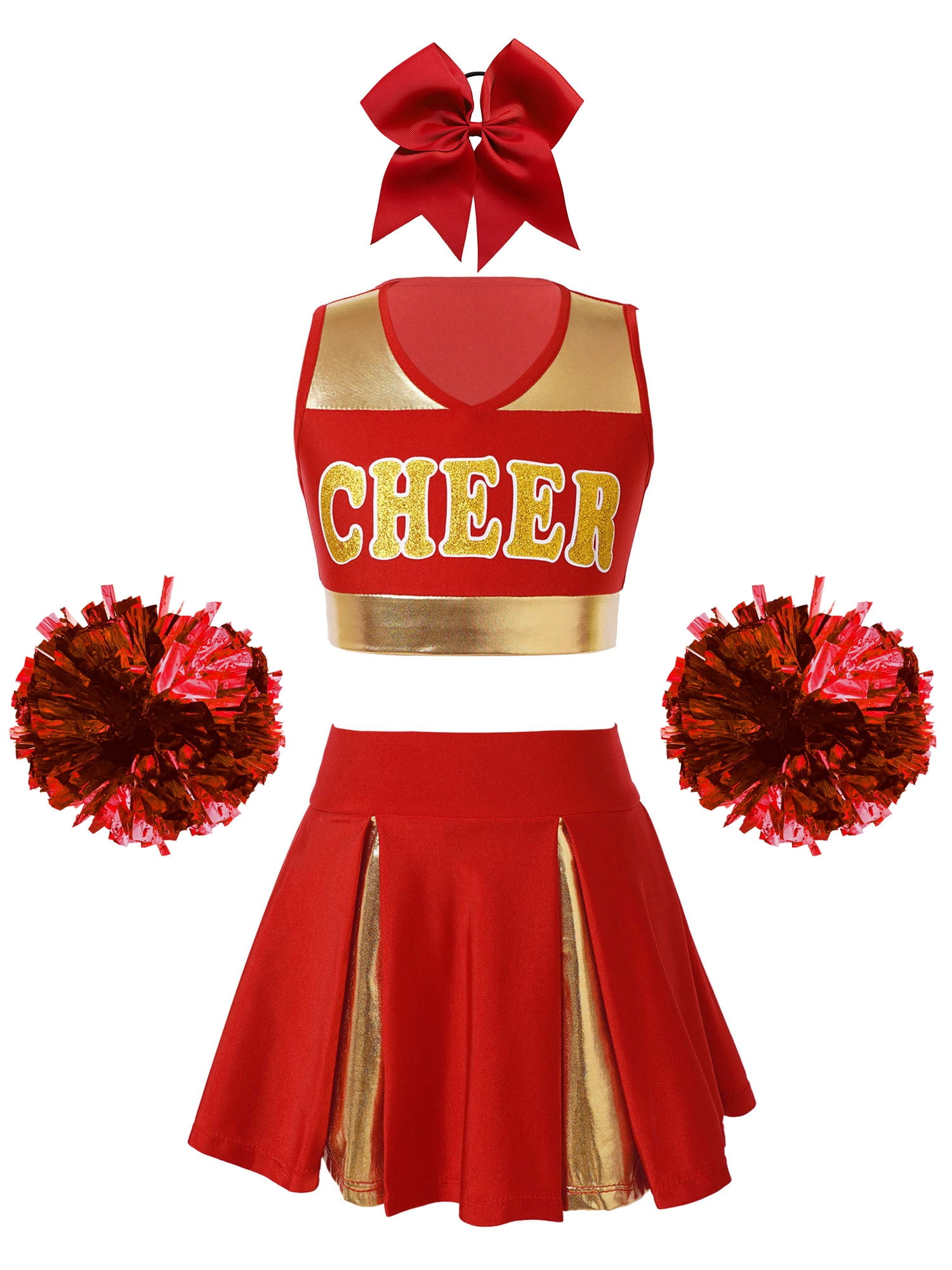 Aislor Kids Girls Sequins Crop Top with Pleated Mini Skirt Outfit for ...