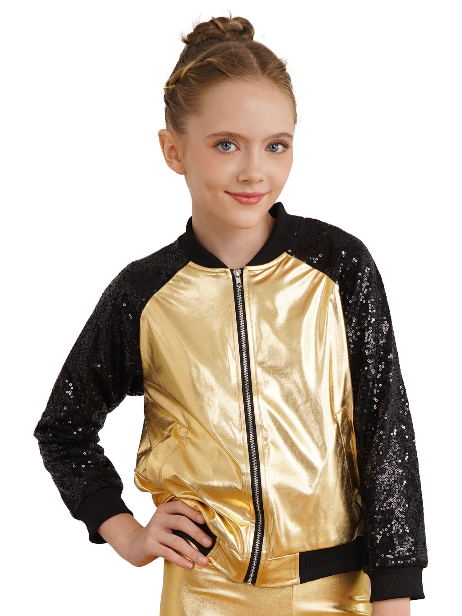 Aislor Kids Girls Sequins Jacket Toddlers Lightweight Flight Jacket ...