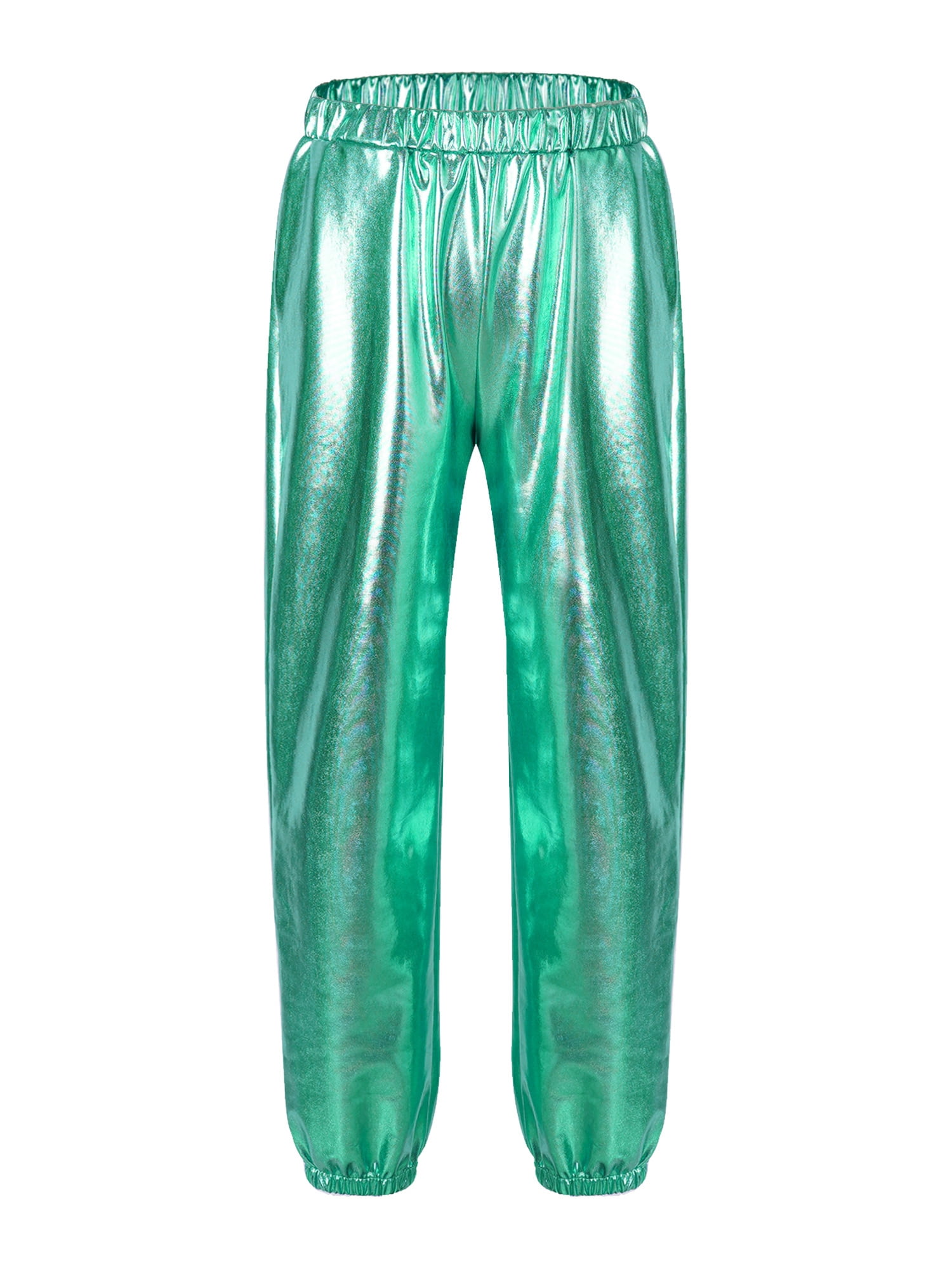 Aislor Kids Girls Shiny Metallic High Waist Active Pants Gym Workout ...