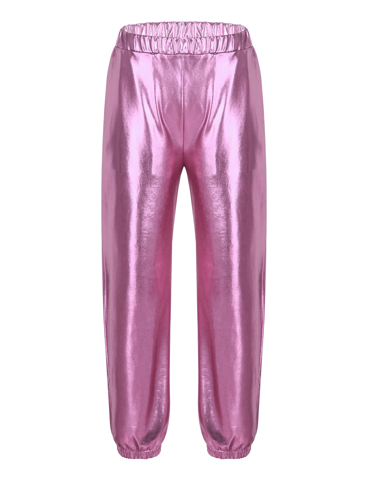 Aislor Kids Girls Shiny Metallic High Waist Active Pants Gym Workout ...