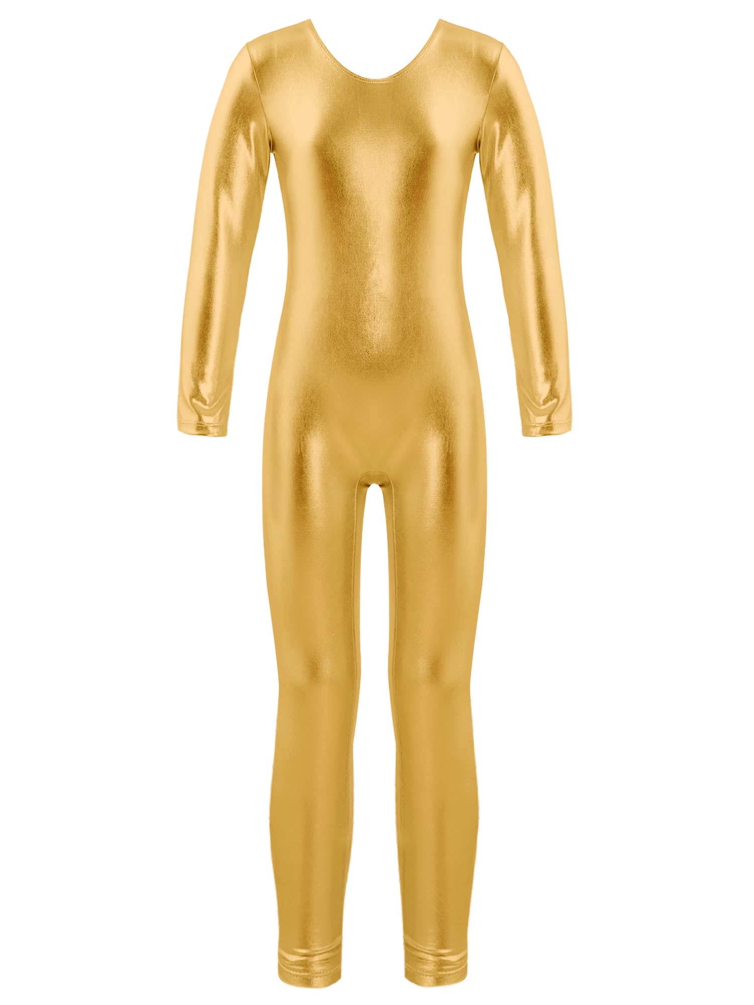 Aislor Kids Girls' Shiny Metallic Long Sleeves Full Length Gymnastics ...
