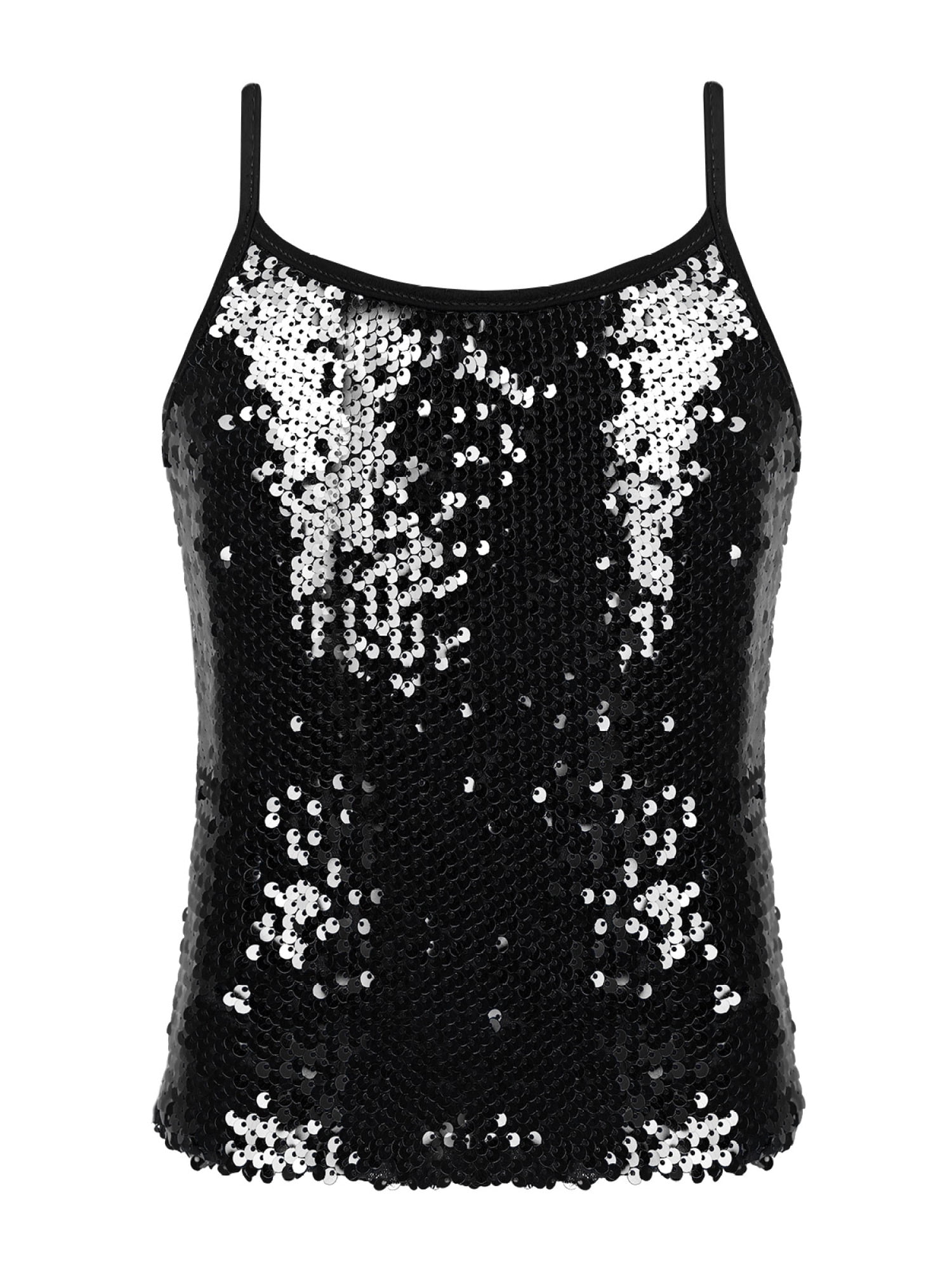 Aislor Kids Girls Shiny Sequined Tank Top, Adjustable Straps, Dance ...