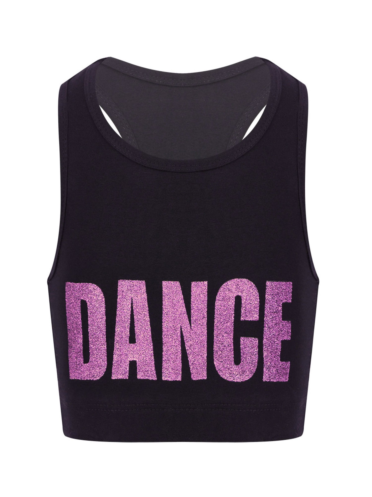 Aislor Kids Girls Sleeveless Dance Crop Top Glittery Jazz Hip Hop Dance ...