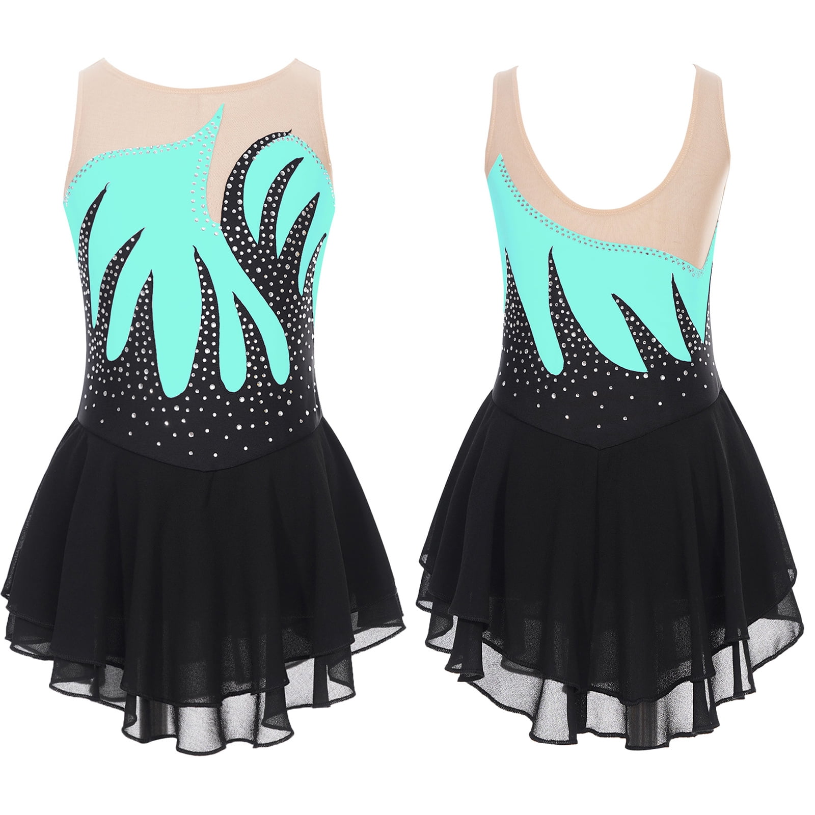 Aislor Kids Girls Sleeveless Figure Ice Roller Skating Leotard Dress ...