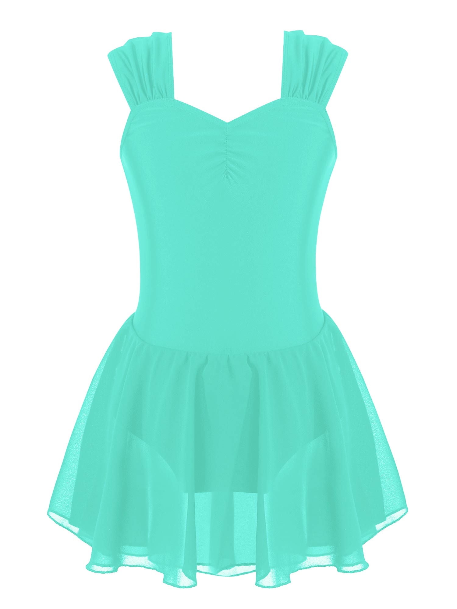 Aislor Kids Girls Sleeveless Ruched Ballet Dance Tutu Dress Leotard ...