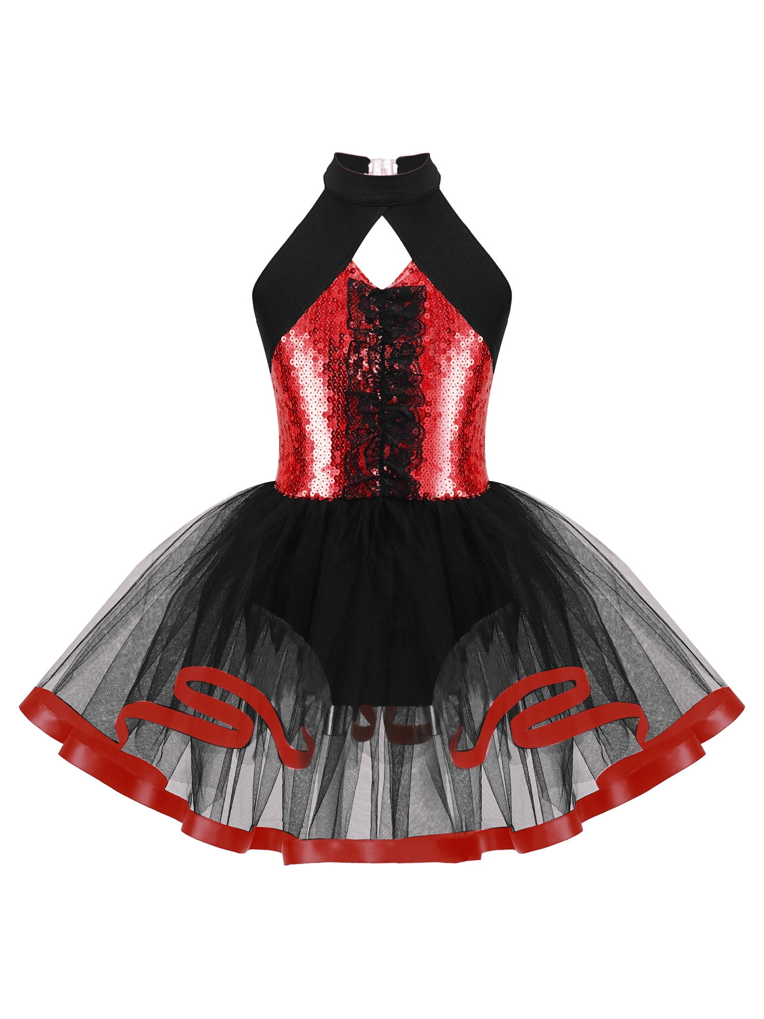 Aislor Kids Girls Sleeveless Shiny Ballet Dance Leotard Tutu Mesh Dress ...