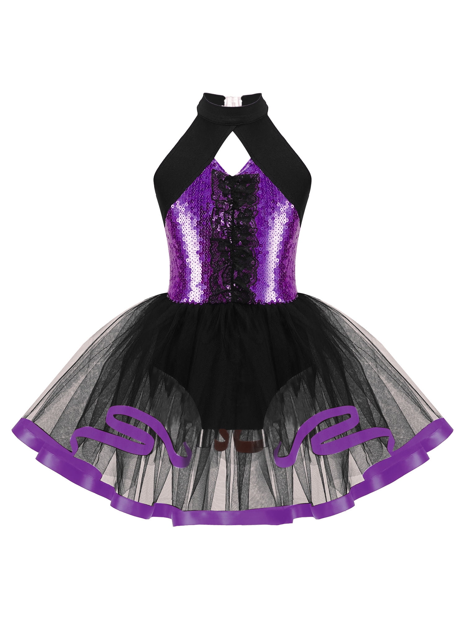 Aislor Kids Girls Sleeveless Shiny Ballet Dance Leotard Tutu Mesh Dress ...