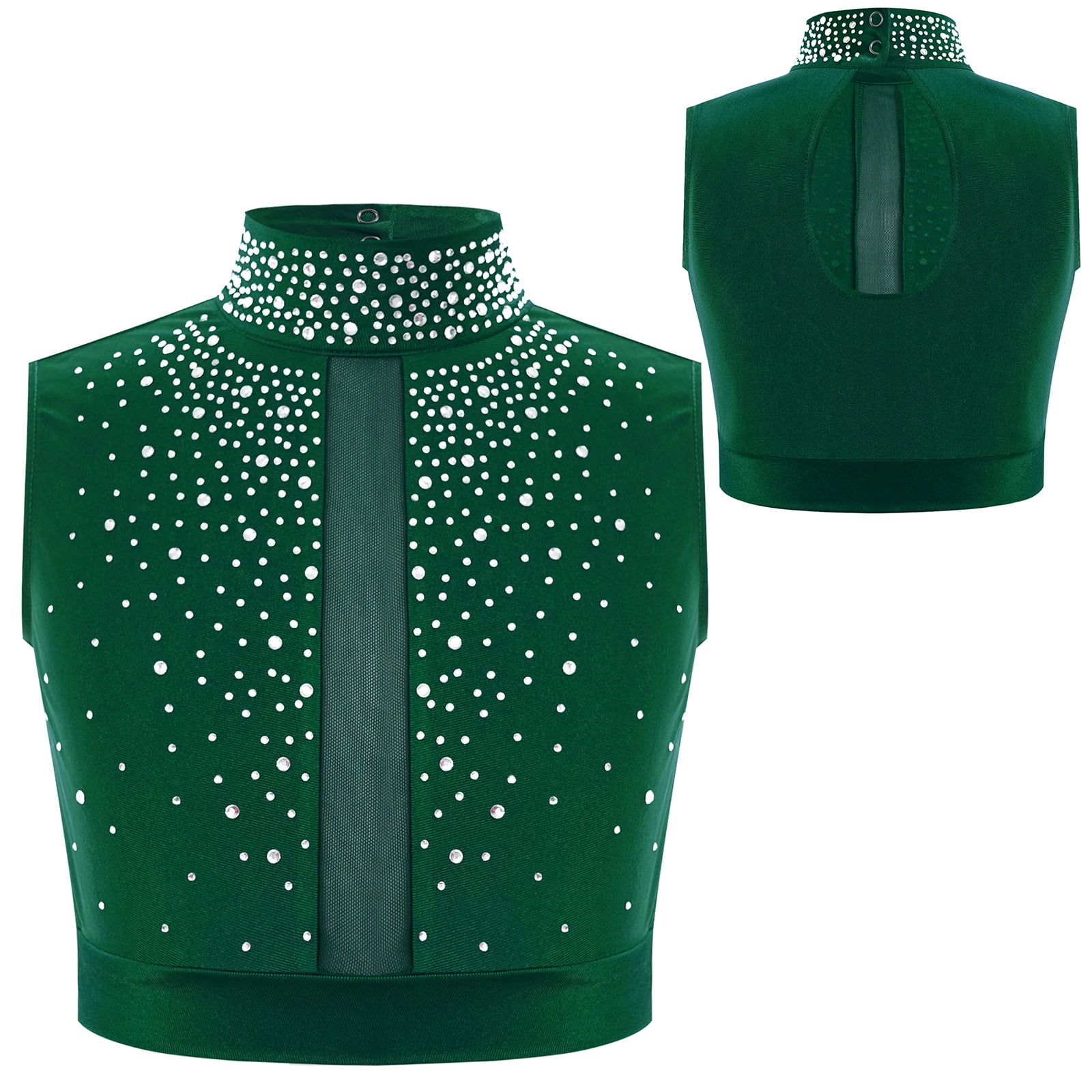 Aislor Kids Girls Sleeveless Shiny Rhinestone Lyrical Jazz Modern ...