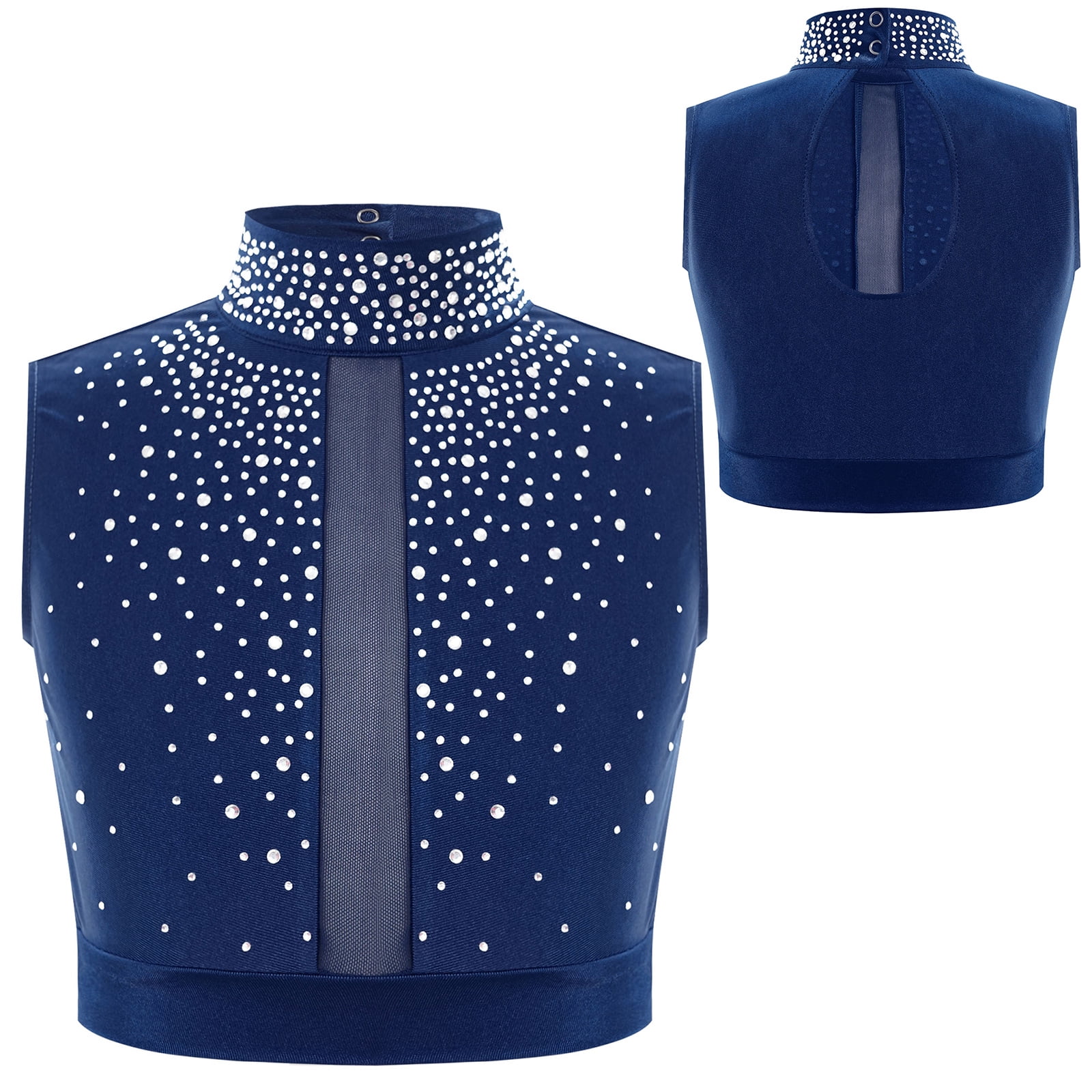 Aislor Kids Girls Sleeveless Shiny Rhinestone Lyrical Jazz Modern ...