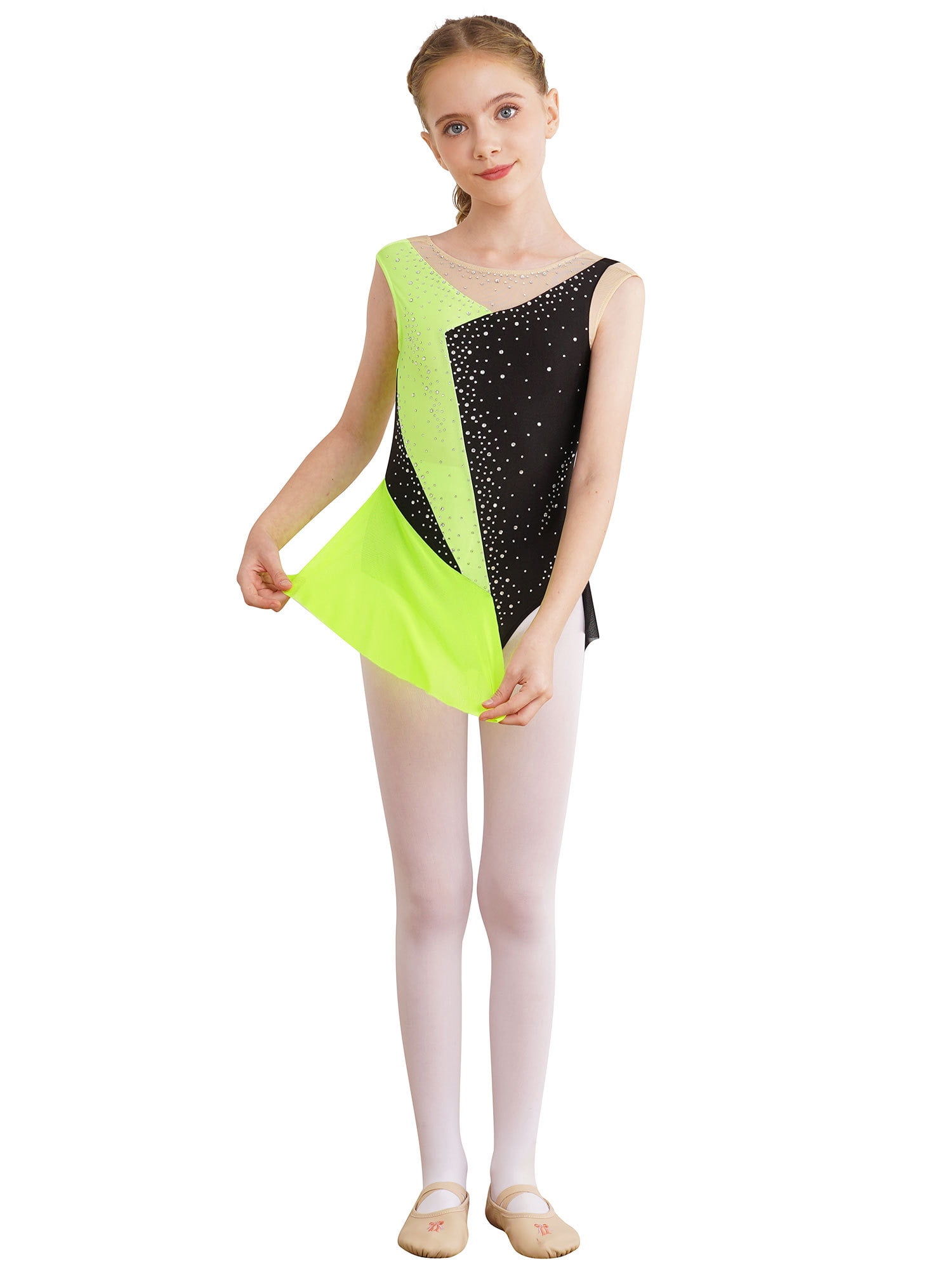Aislor Kids Girls Sparkly Diamond Sleeveless Gymnastics Leotard Color ...