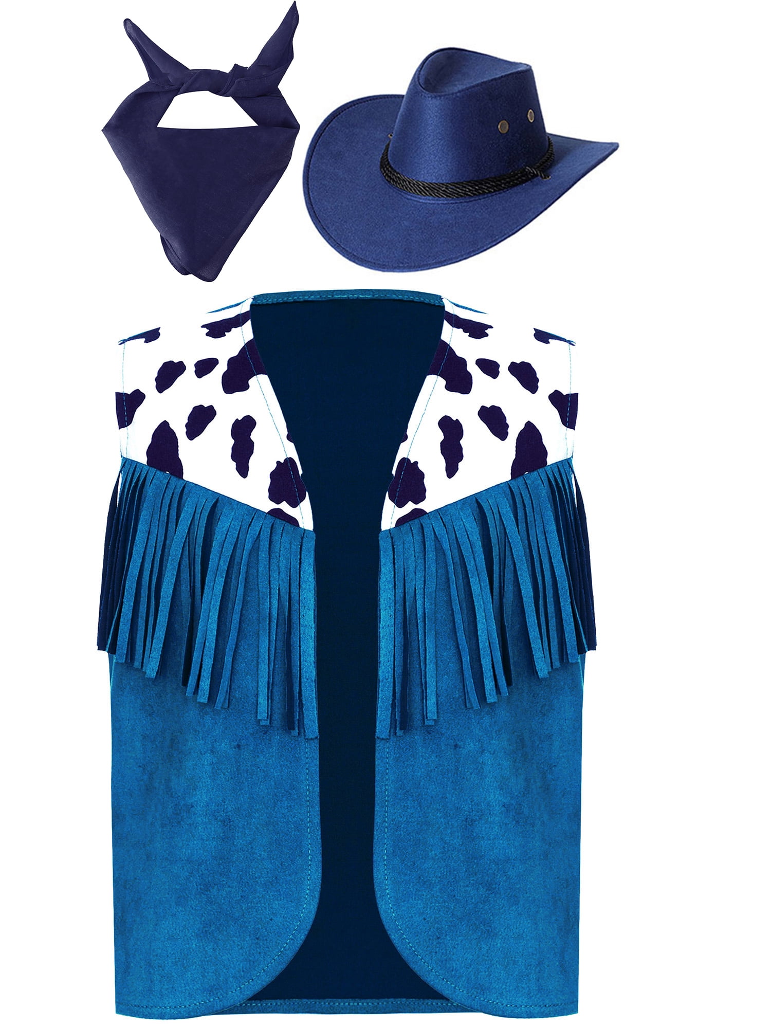 Aislor Kids Western Cowgirl Costumes Cow Print Vest with Cowboy Hat ...