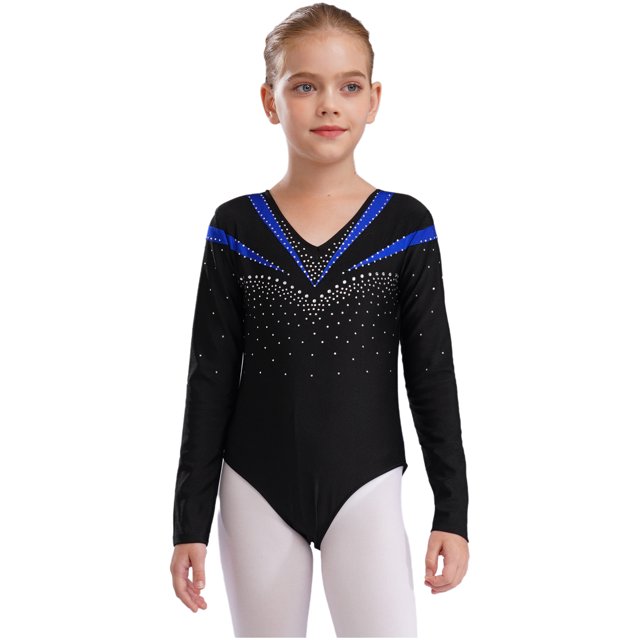 Aislor Leotards Gymnastics for Kids Girls Shiny Long Sleeve Unitard ...